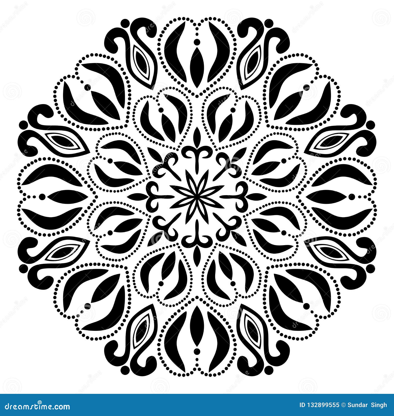 Mandala Pattern Black and White. Stock Vector - Illustration of ...