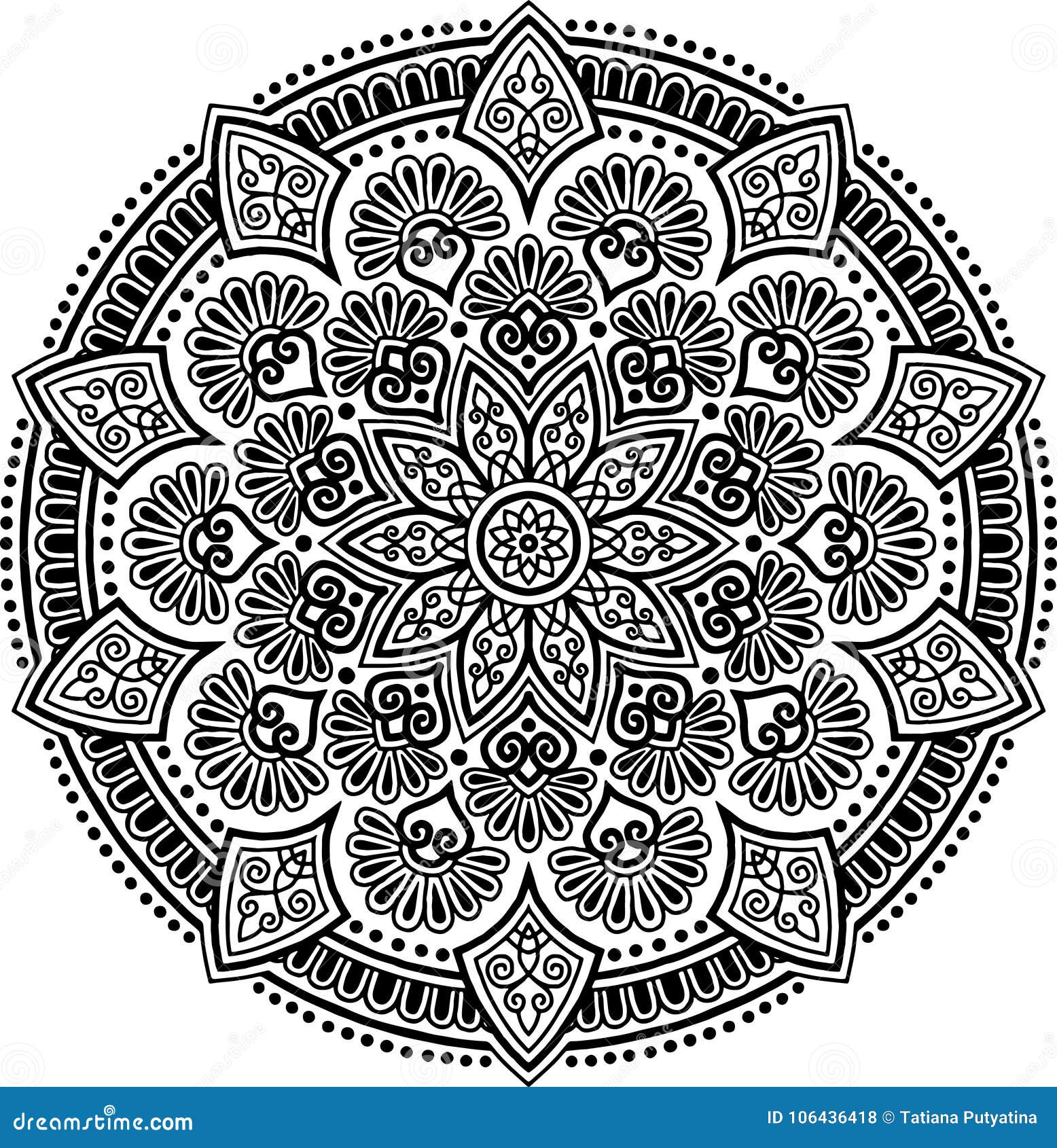 Mandala Pattern Black and White Stock Vector - Illustration of ...