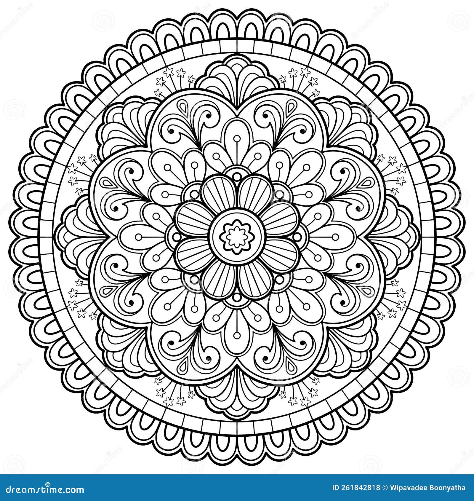 Mandala Pattern for Coloring Book. Mandala Digital Art Stencil Stock ...