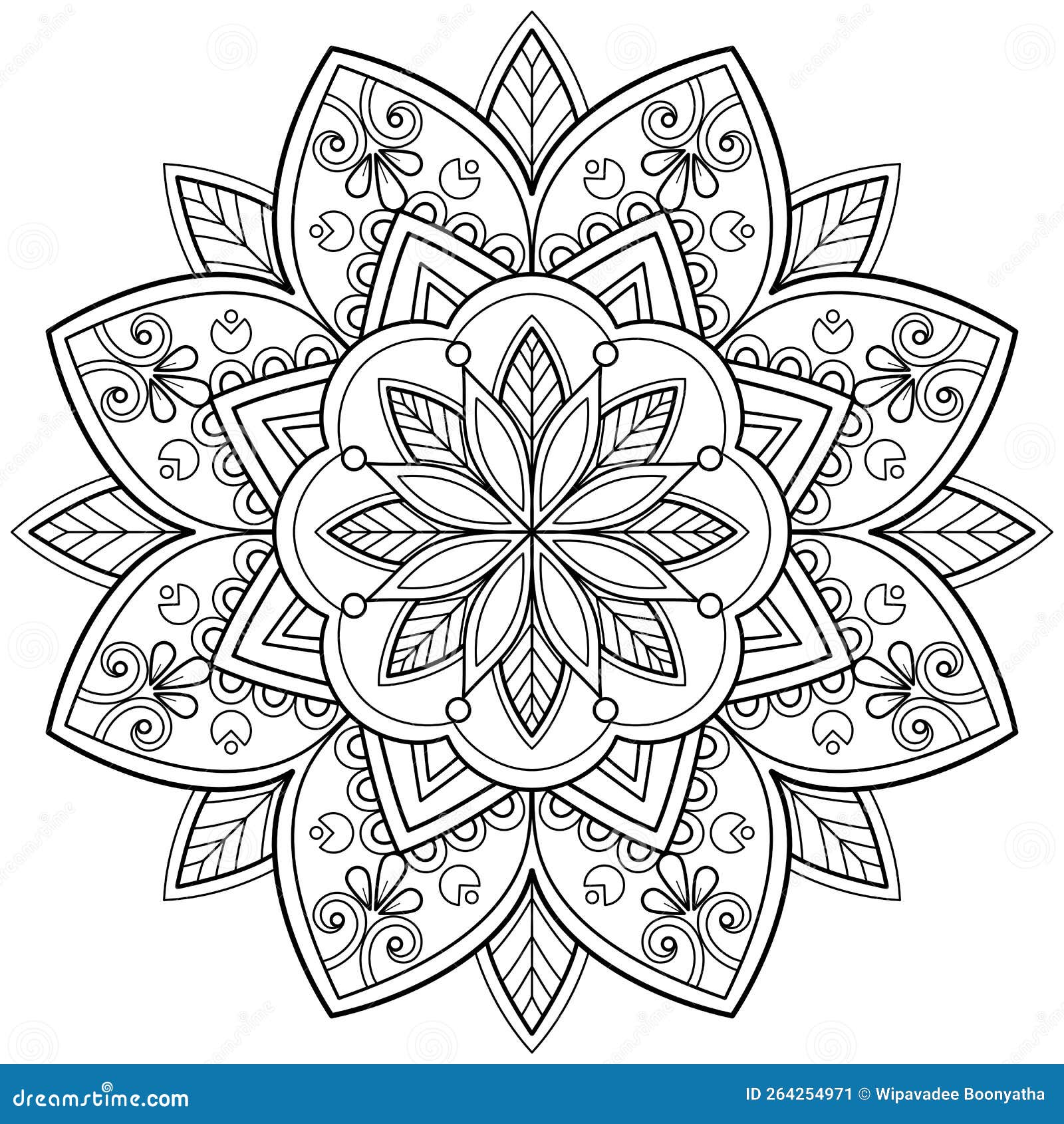 Mandala Pattern for Coloring Book. Mandala Digital Art Stencil Stock ...