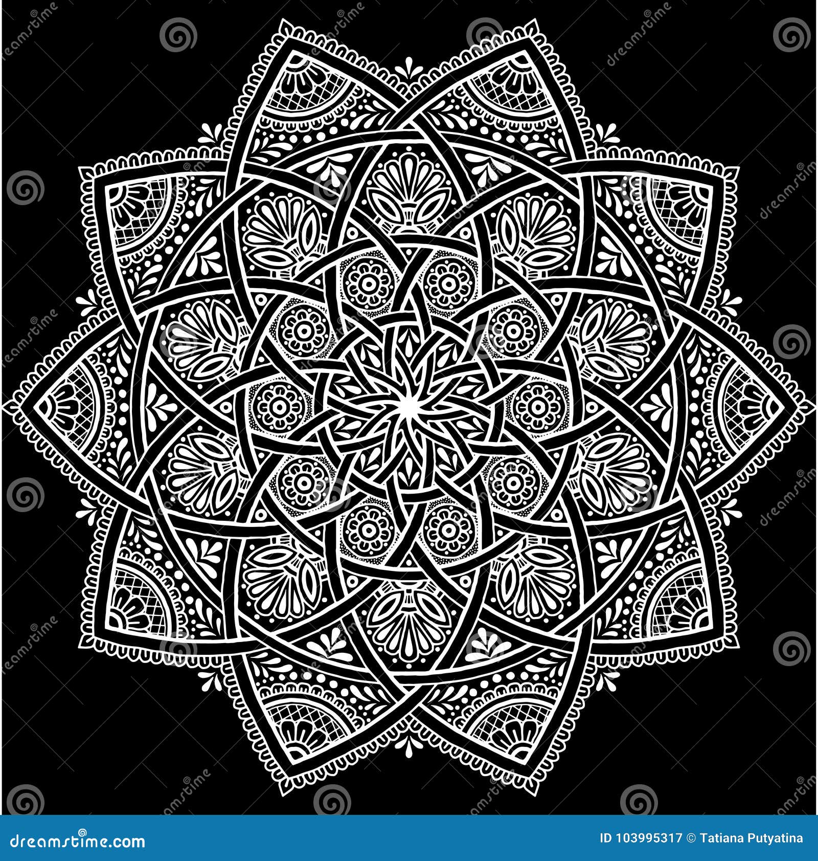 Mandala pattern white stock illustration. Illustration of decorative ...