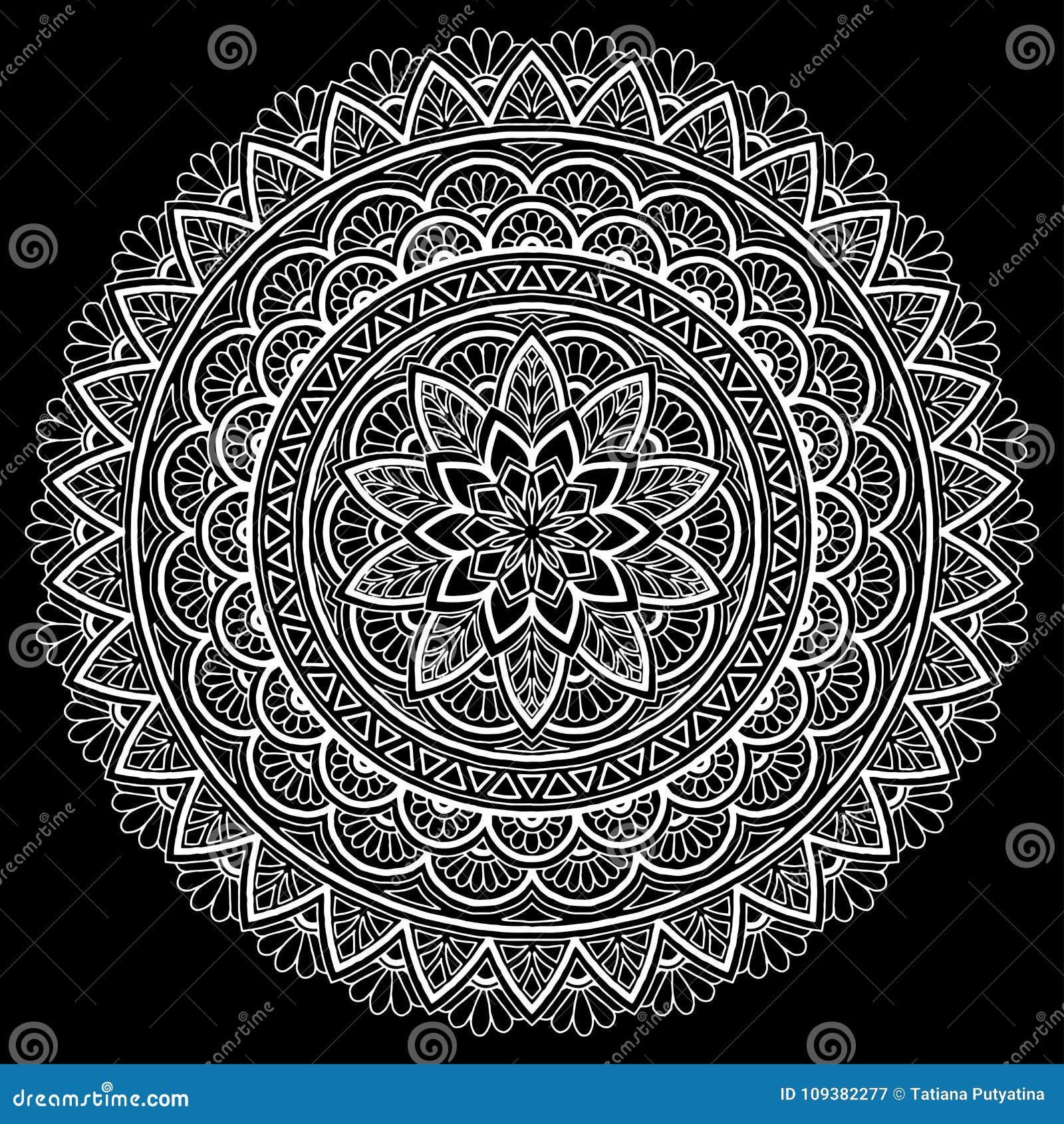 Mandala pattern white stock illustration. Illustration of floral ...