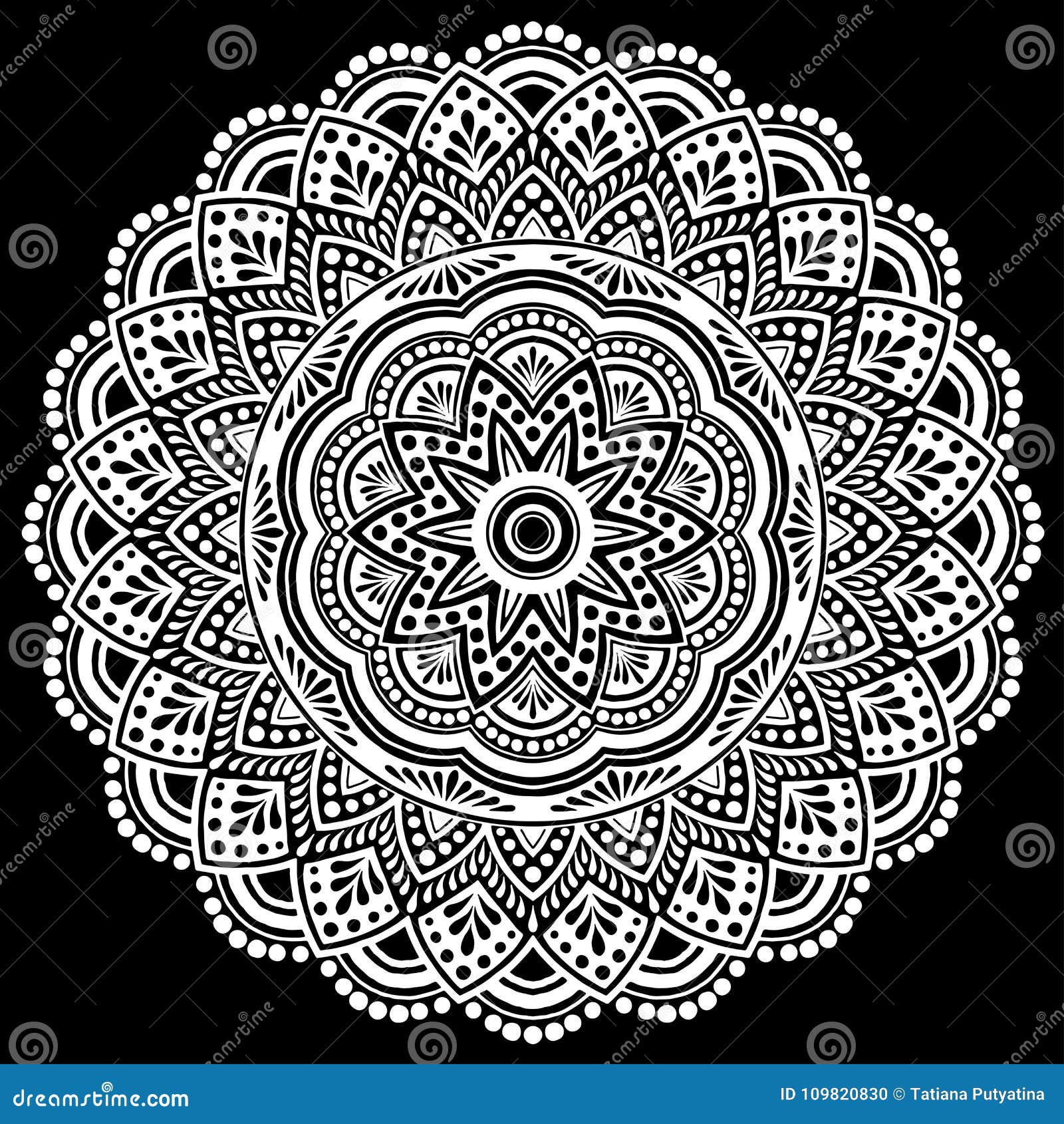 Mandala pattern white stock illustration. Illustration of floral ...