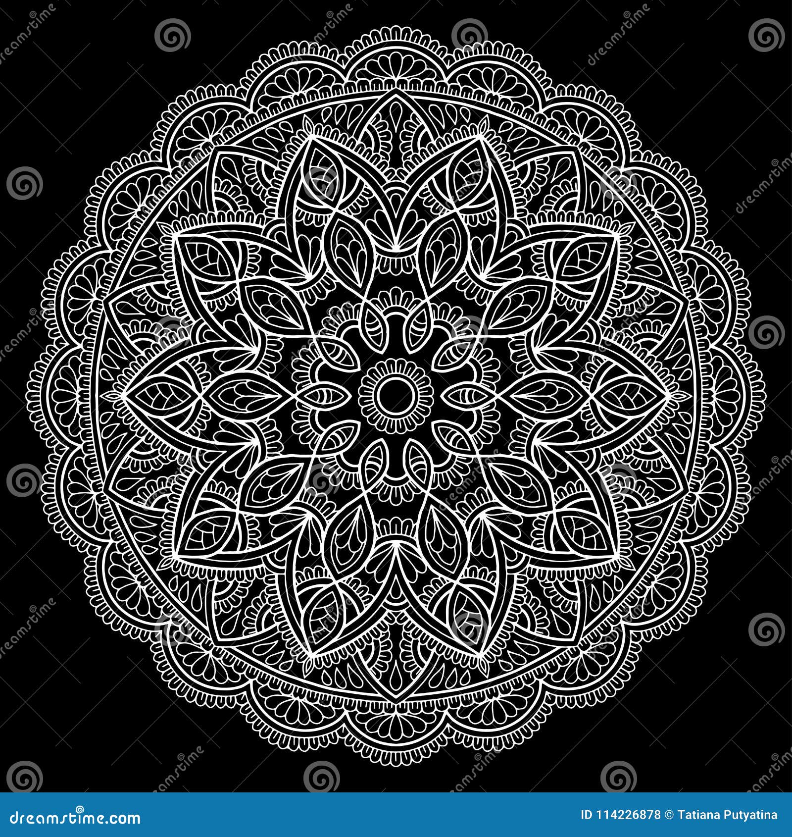 Mandala pattern white stock illustration. Illustration of symmetry ...