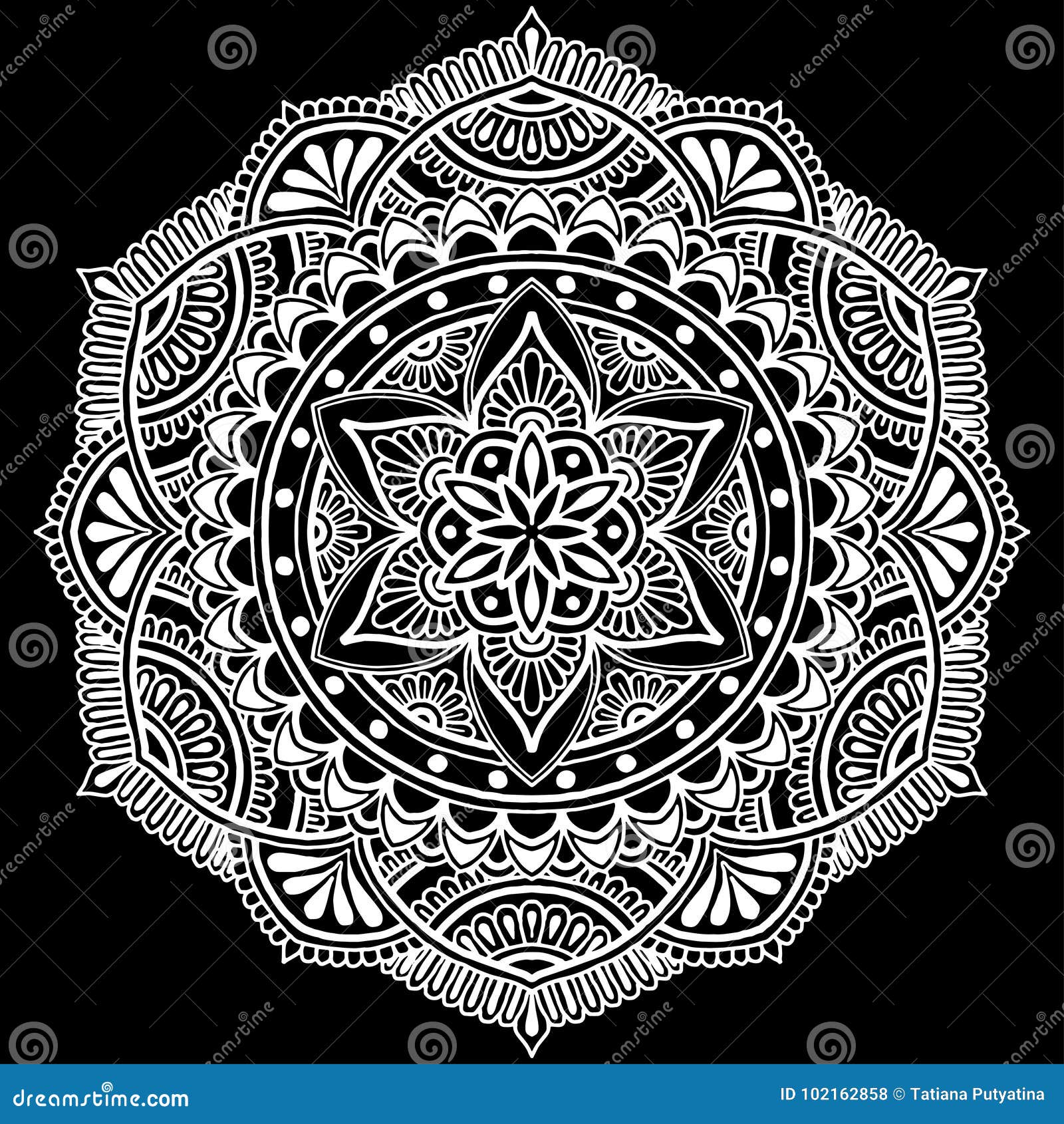 Mandala pattern white stock illustration. Illustration of sketch ...