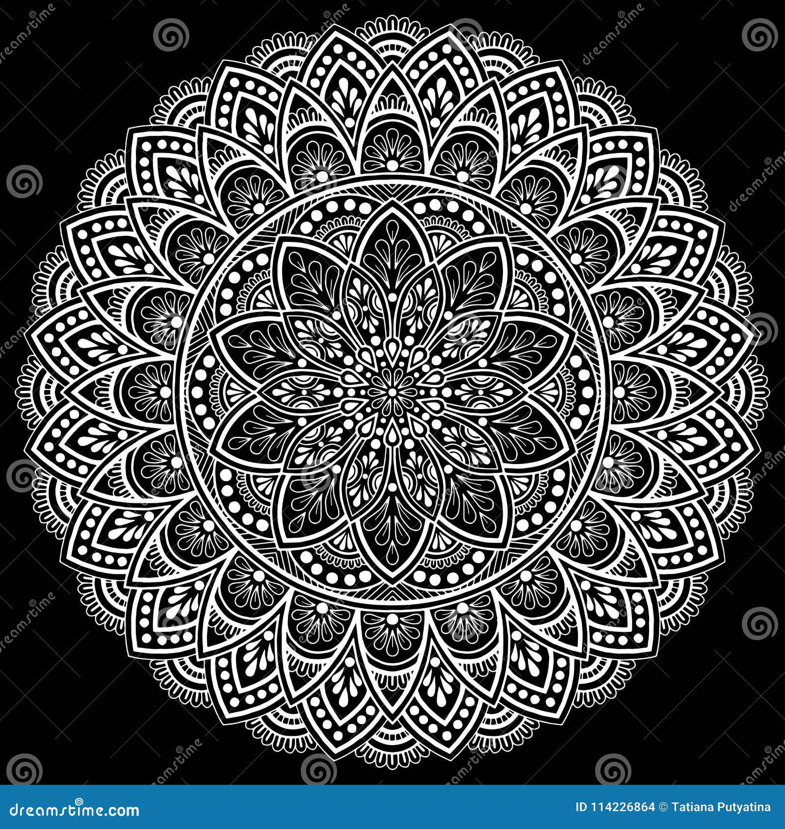 Mandala pattern white stock illustration. Illustration of decoration ...