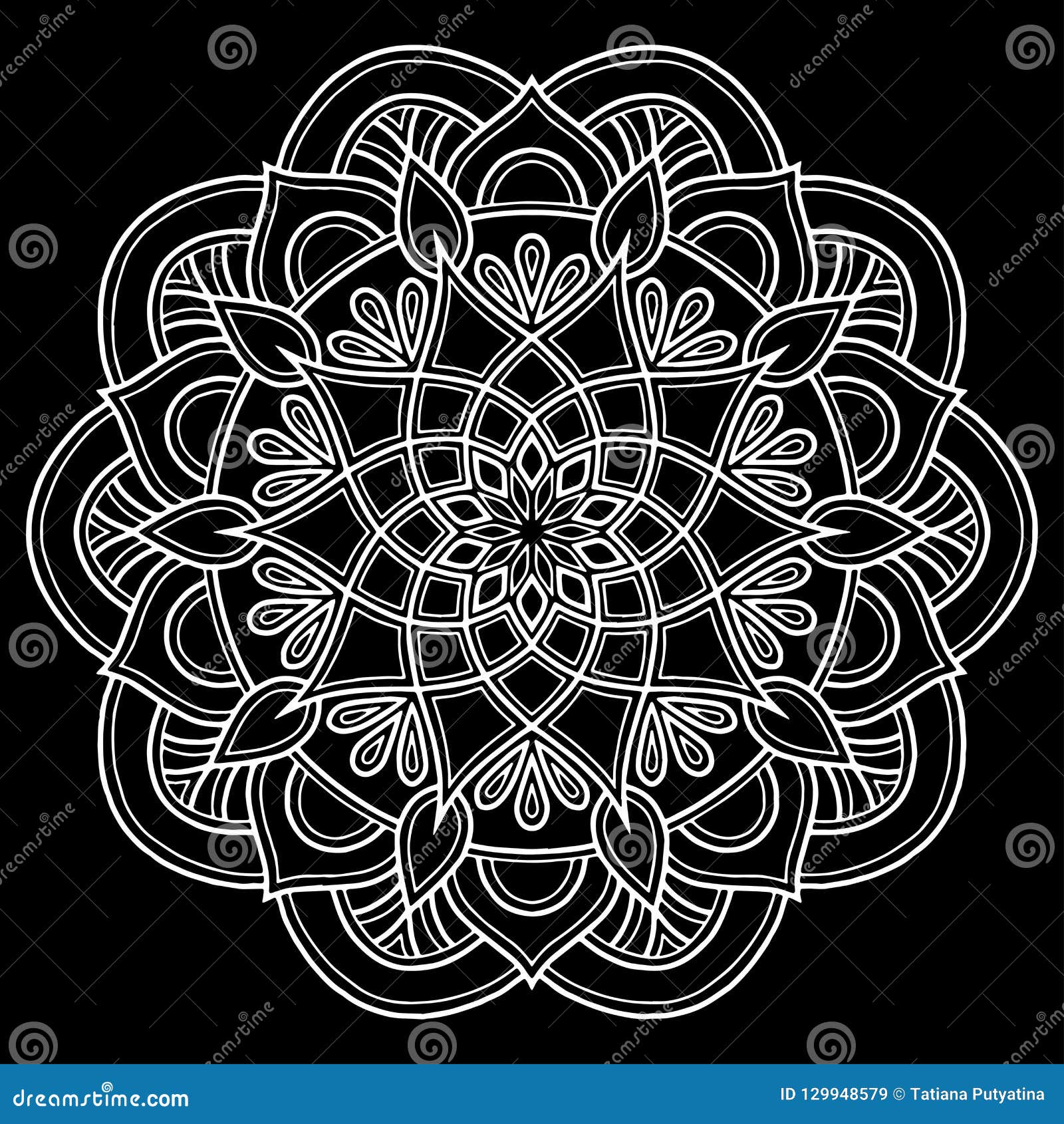 Mandala pattern white stock illustration. Illustration of embroidery ...