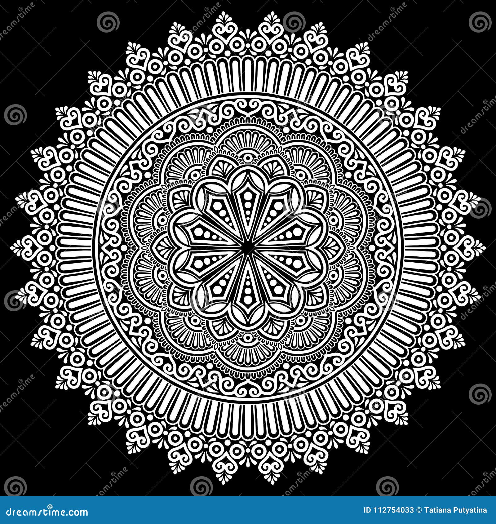 Mandala pattern white stock illustration. Illustration of decorative ...