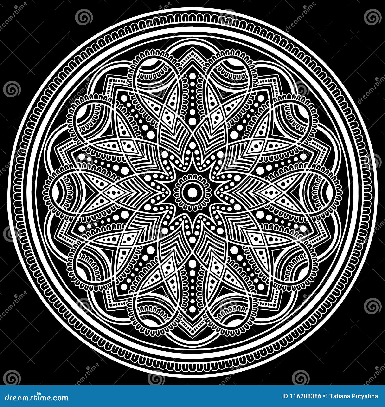 Mandala pattern white stock vector. Illustration of decor - 116288386