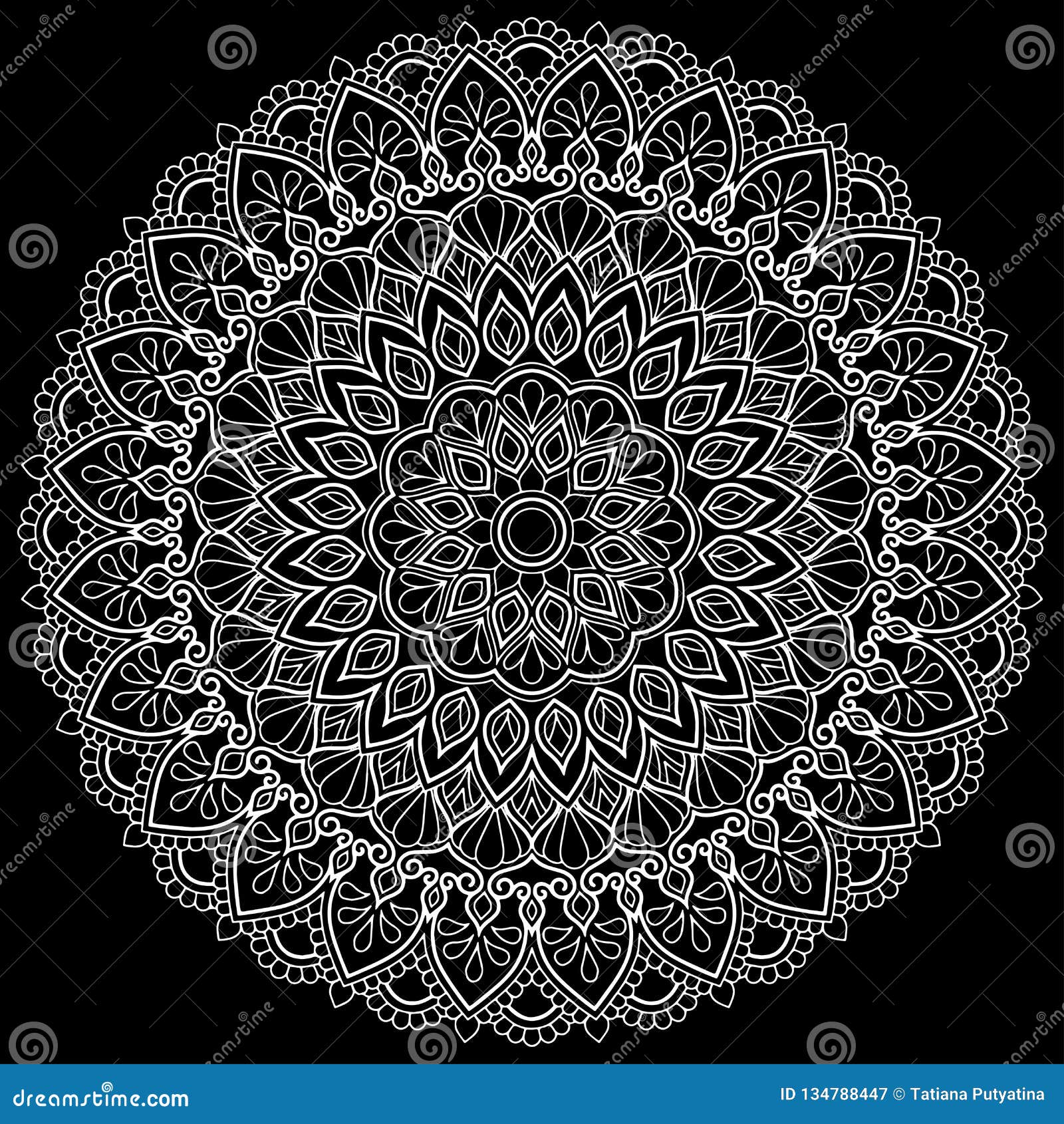 Mandala pattern white stock illustration. Illustration of hand - 134788447