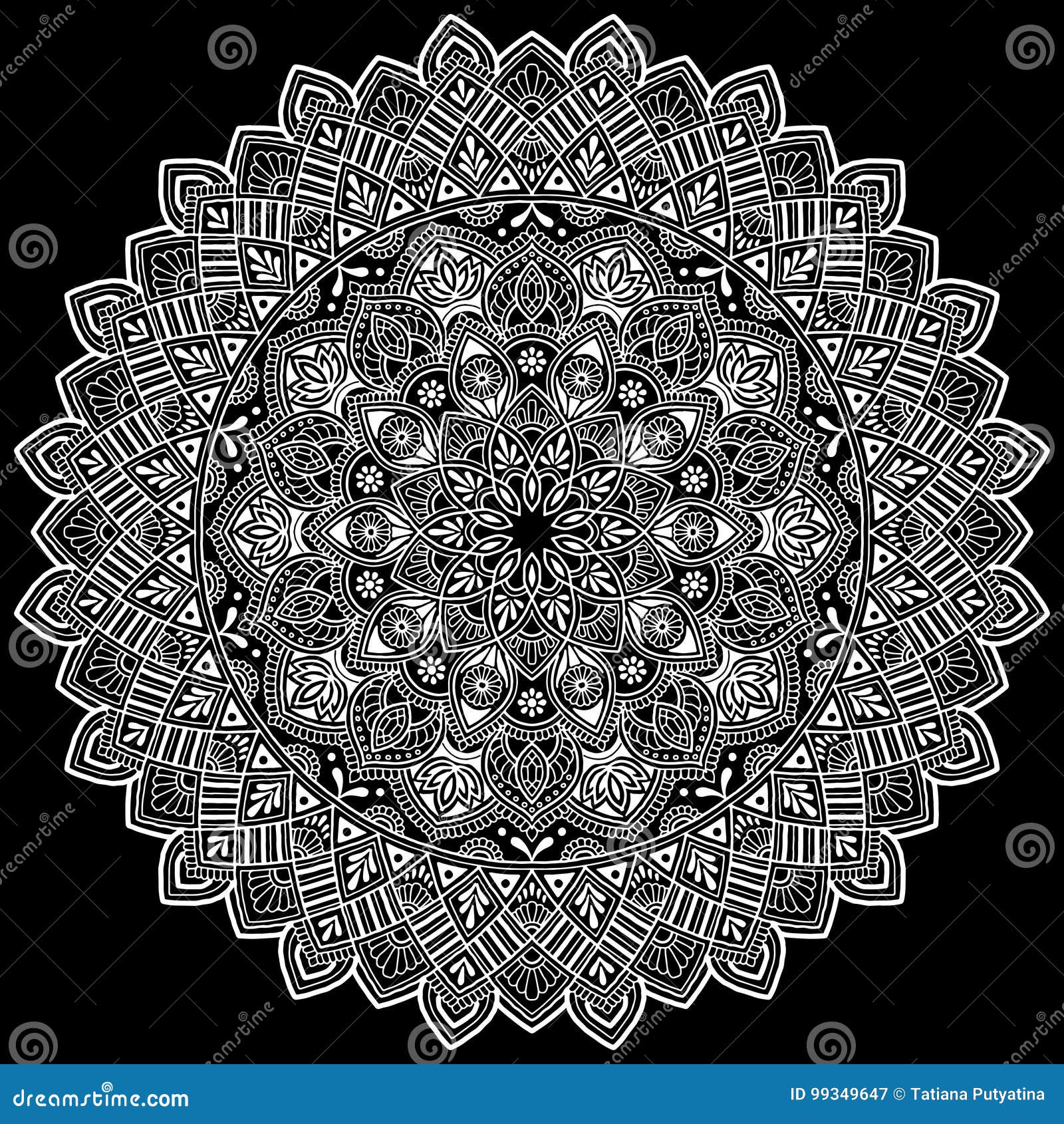 Mandala pattern white stock illustration. Illustration of decorative ...
