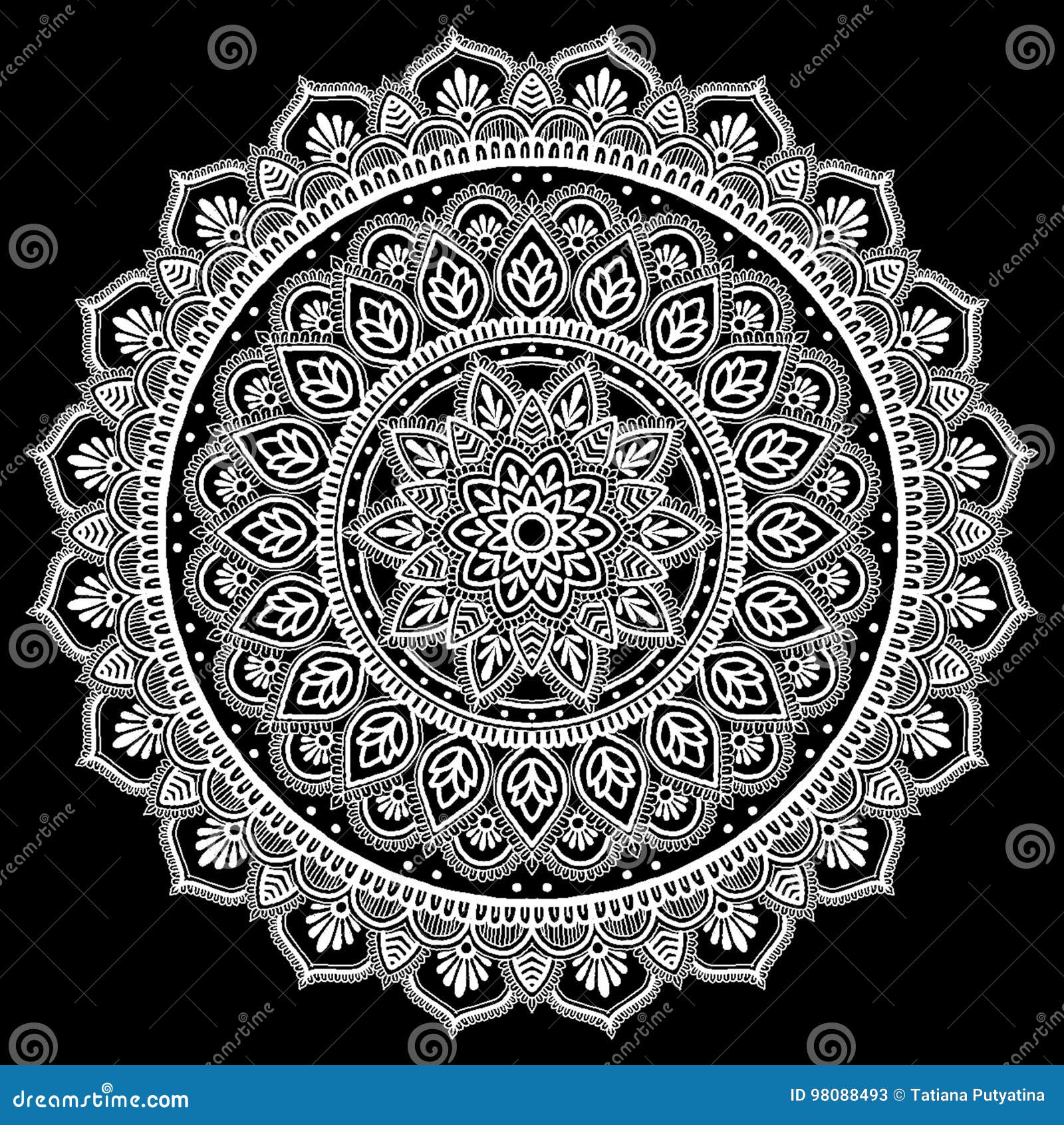 Mandala pattern white stock illustration. Illustration of ethnic - 98088493