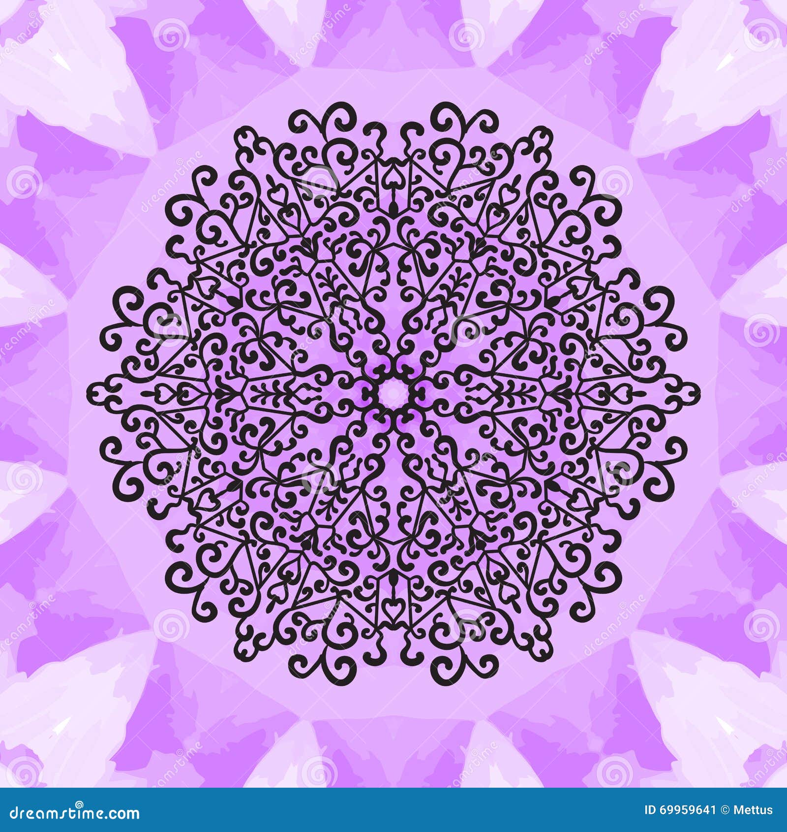 Mandala Print on Violet Seamless Texture Background. Vintage Decorative ...