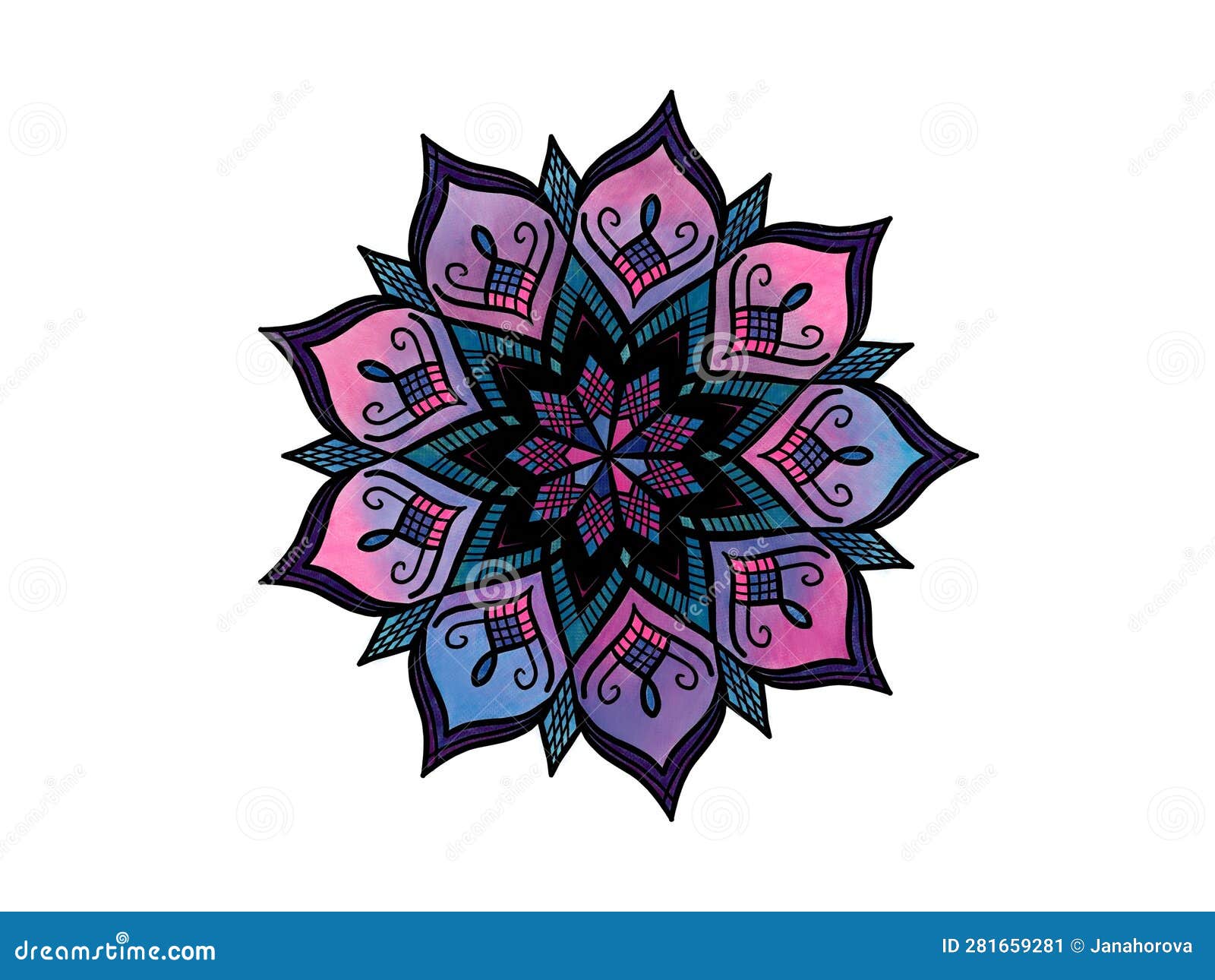 Mandala - Purple Color Palette Stock Illustration - Illustration of ...