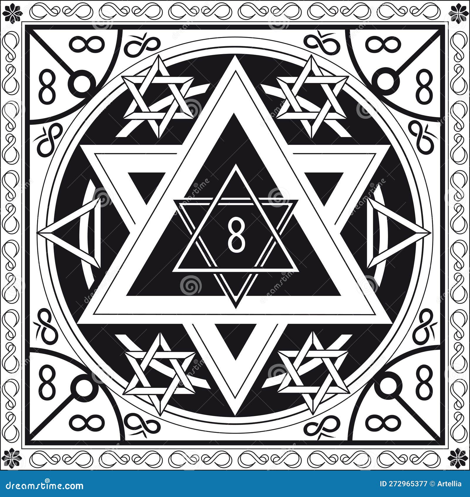 Coloring Page Seal of Solomon Icon Illustration Star in Circle Symbol ...