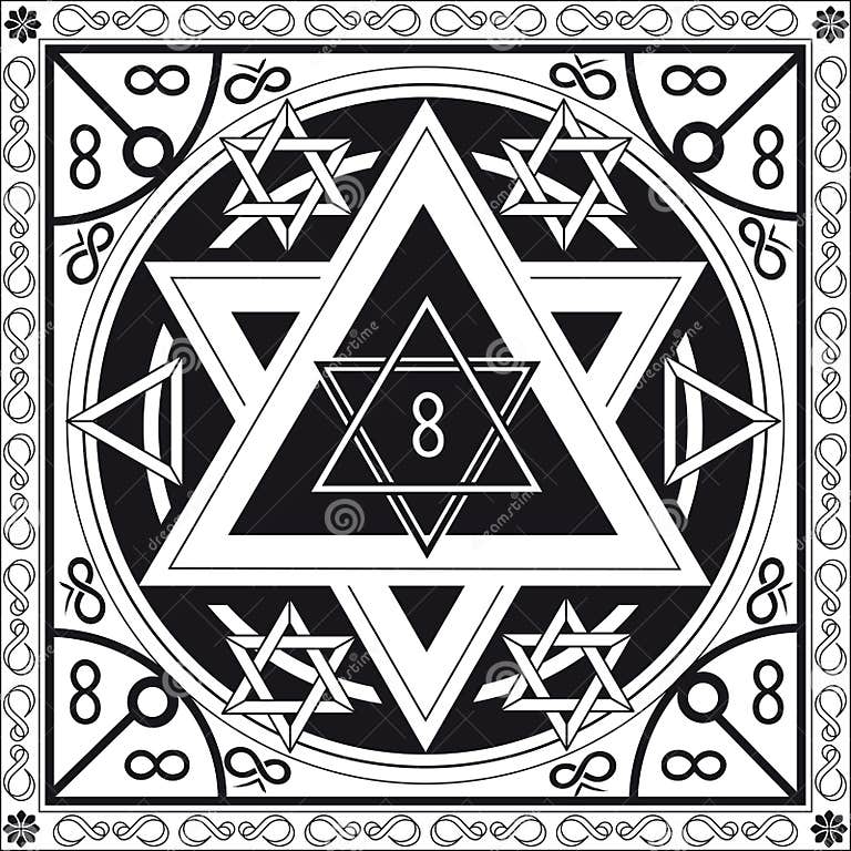 Coloring Page Seal of Solomon Icon Illustration Star in Circle Symbol ...