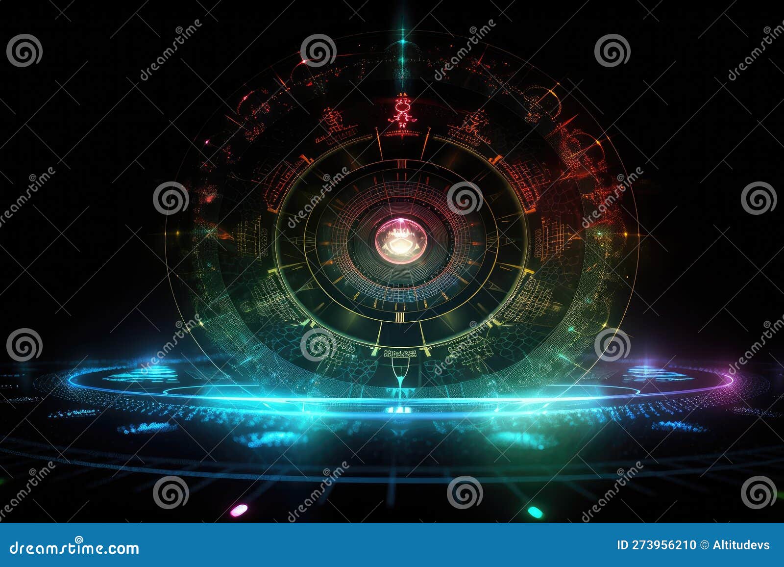 Mandala of Rays of Light Shining Down into the Darkness, with Sacred ...