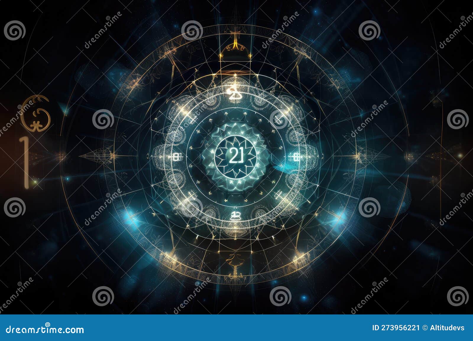 Mandala of Rays of Light Shining Down into the Darkness, with Sacred ...