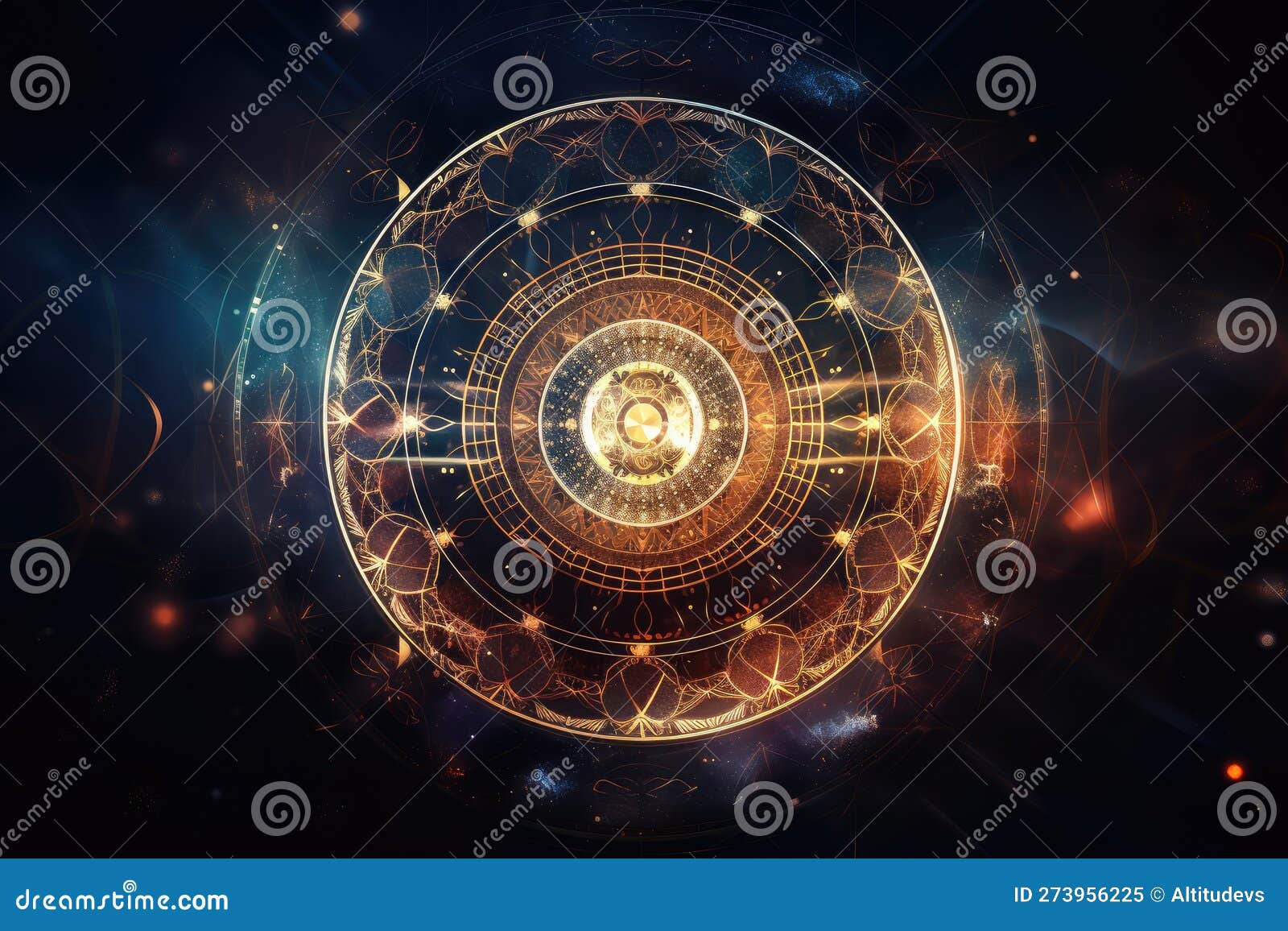 Mandala of Rays of Light Shining Down into the Darkness, with Sacred ...