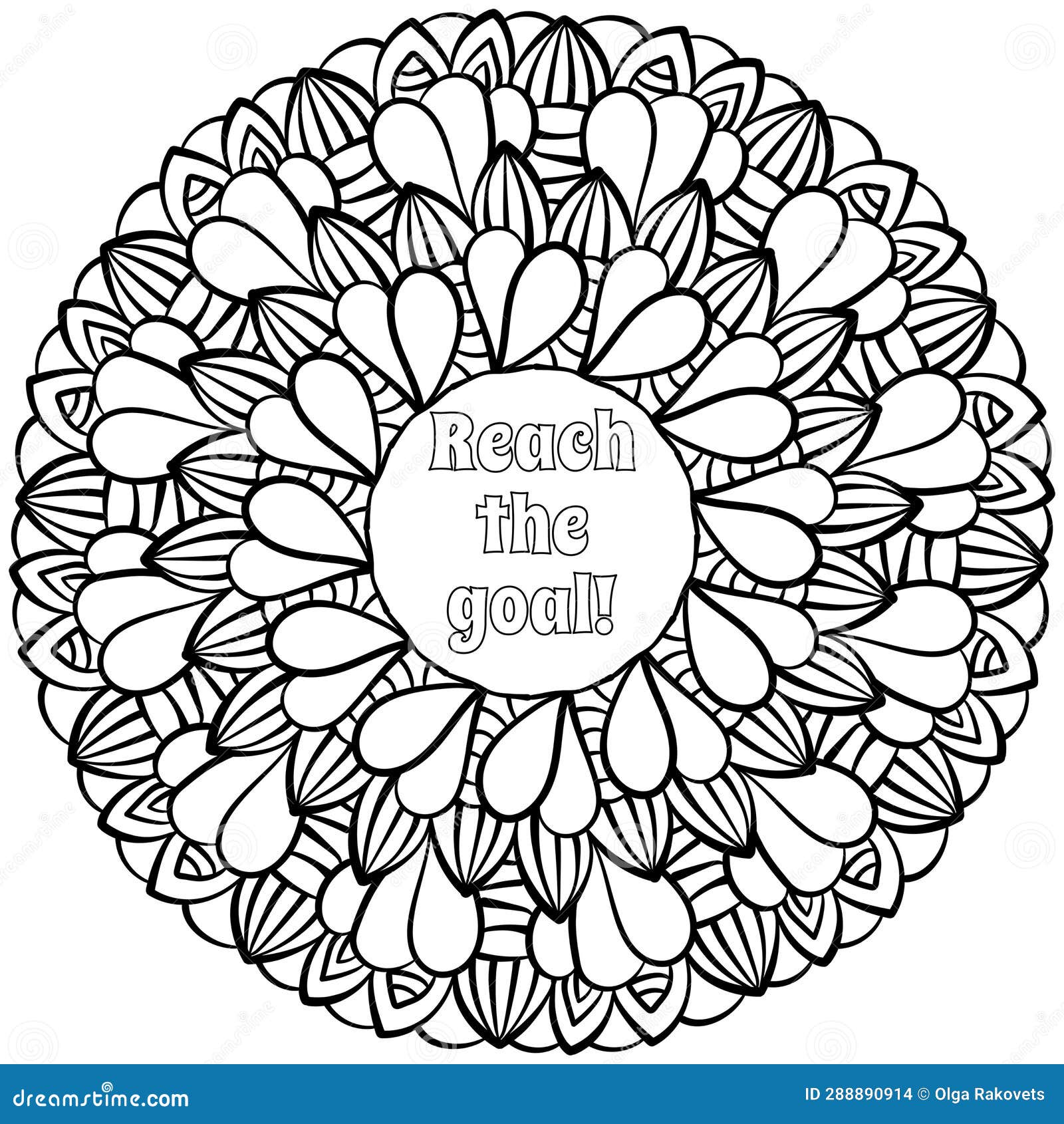 Mandala Reach Your Goal, Creative Coloring Page for Activity Stock ...