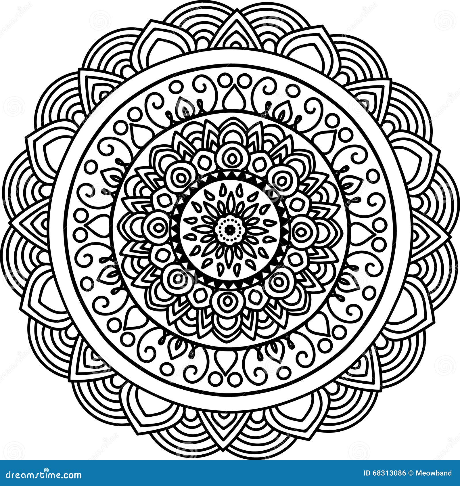 Mandala redonda stock de ilustración. Ilustración de oriente - 68313086