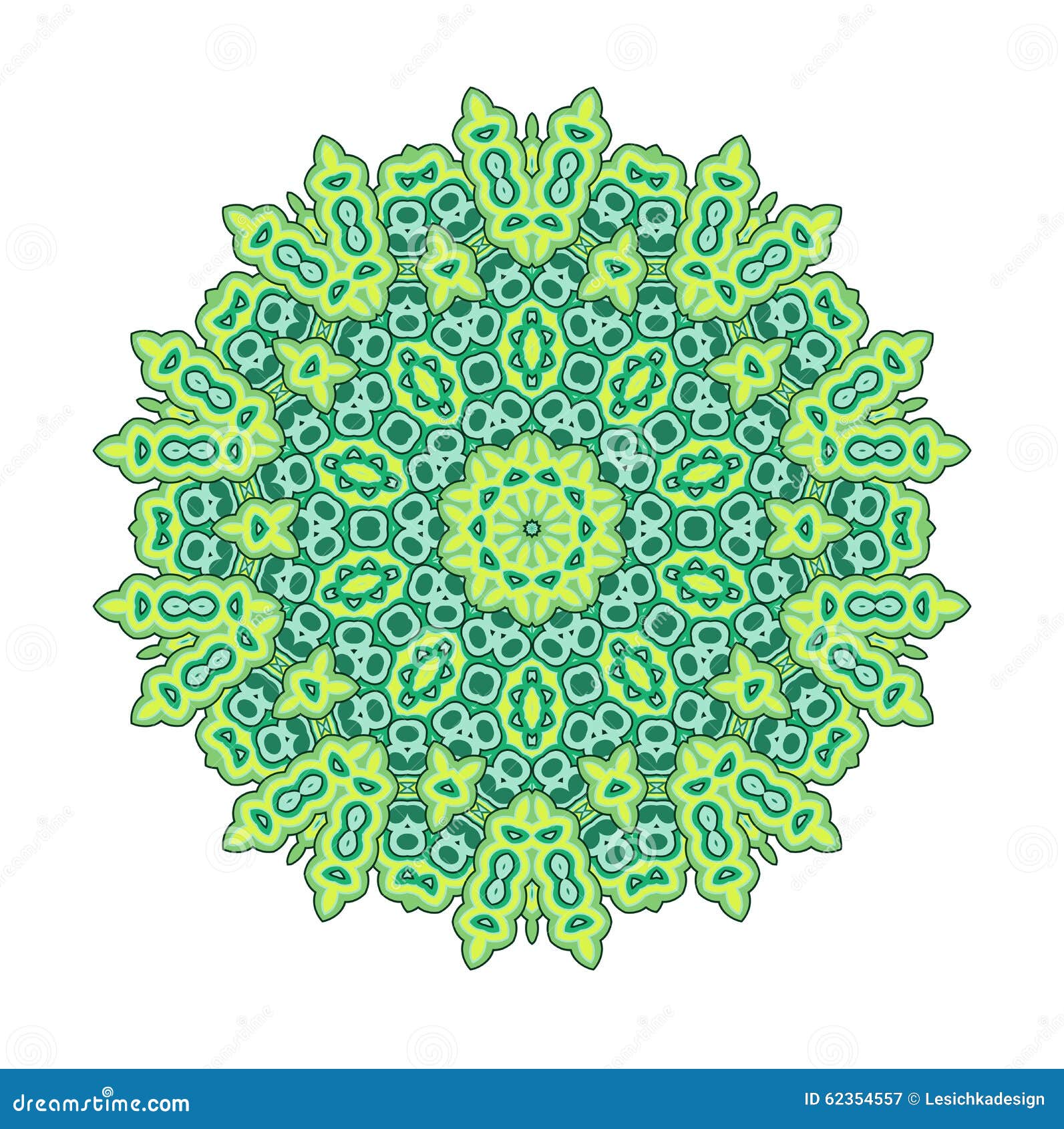 Mandala redonda verde stock de ilustración. Ilustración de fondo - 62354557