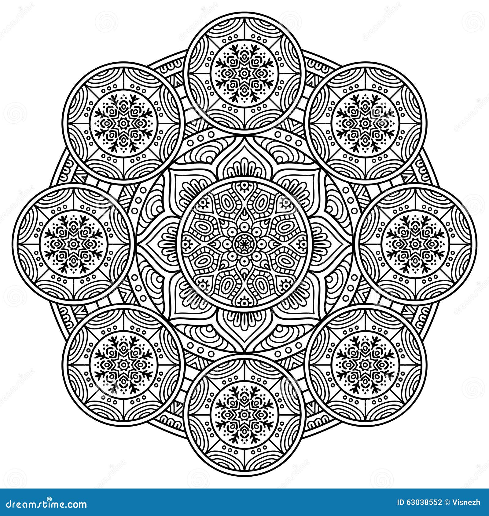 Mandala rond de vecteur illustration de vecteur. Illustration du ...