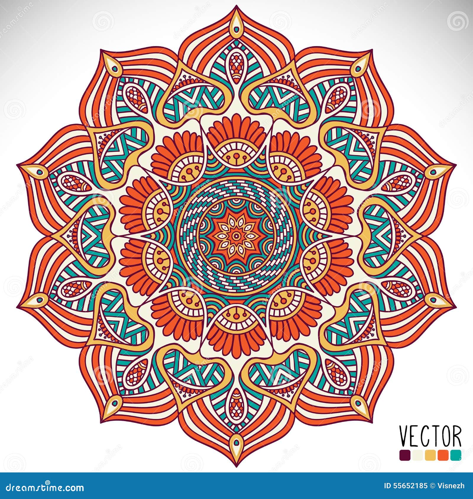Mandala. Round Ornament Pattern Stock Vector - Illustration of henna ...