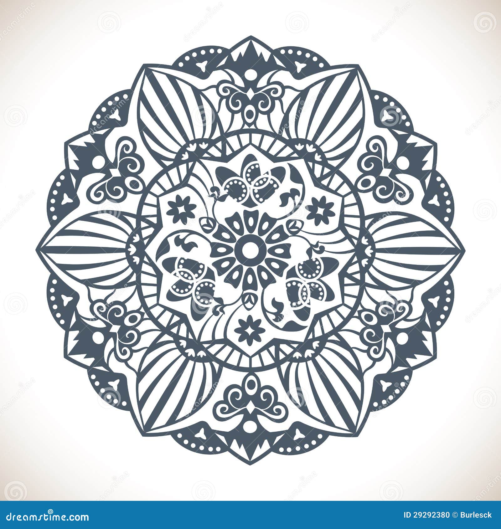 Mandala-rundes Verzierungs-Muster Vektor Abbildung - Illustration von ...