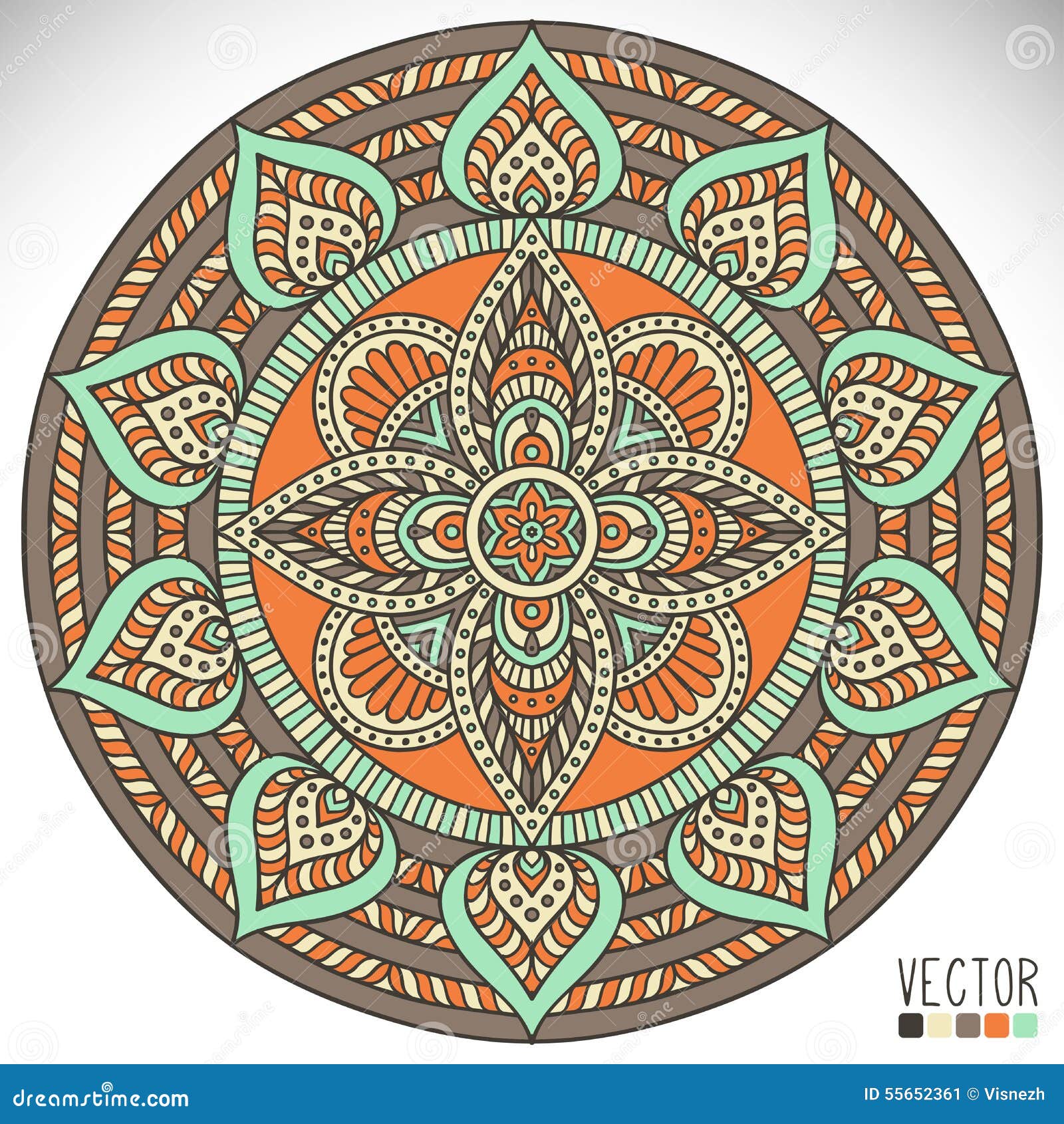 Mandala Rundes Verzierungs-Muster Vektor Abbildung - Illustration von ...