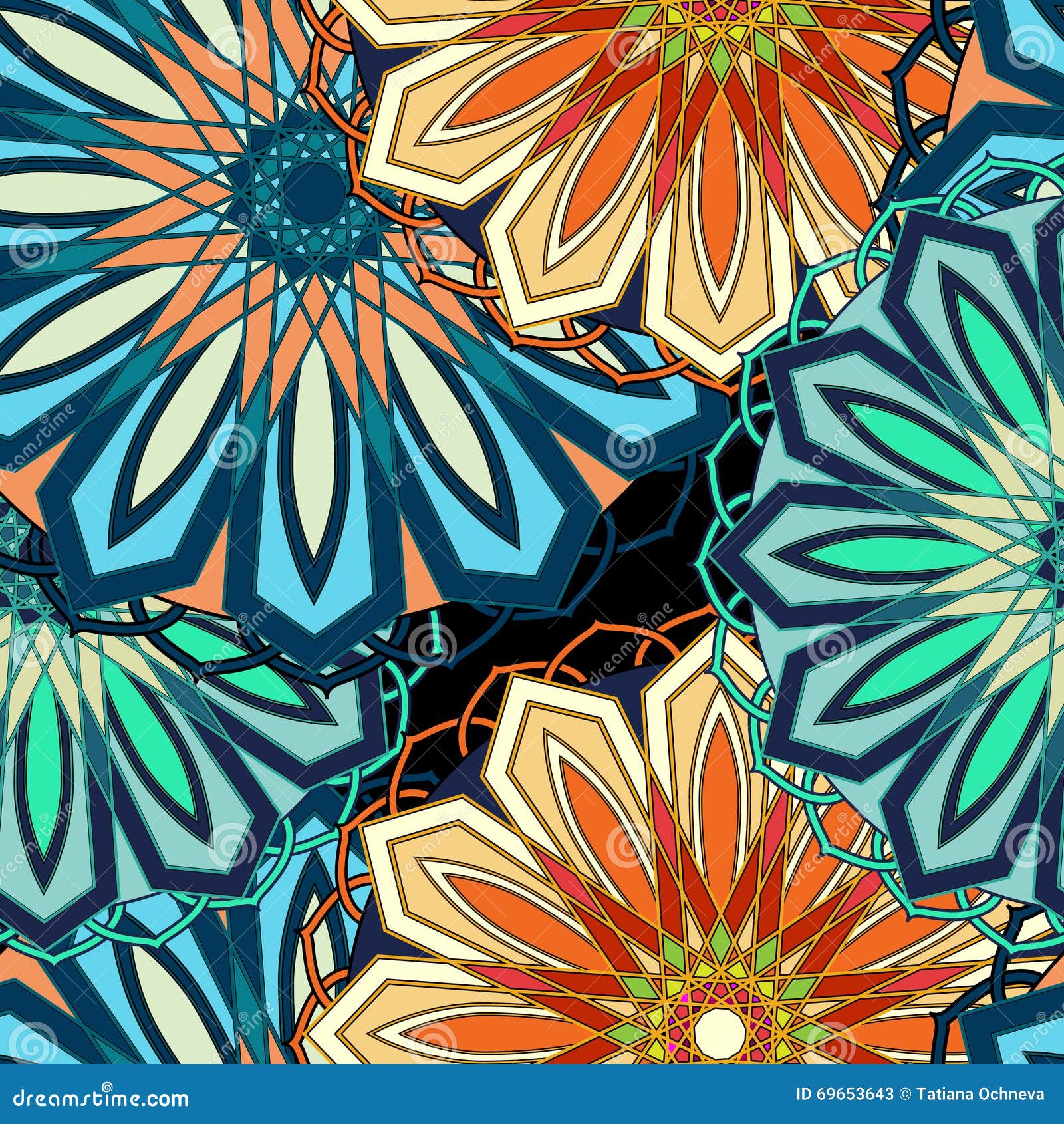 Mandala seamless pattern 4 stock illustration. Illustration of round ...