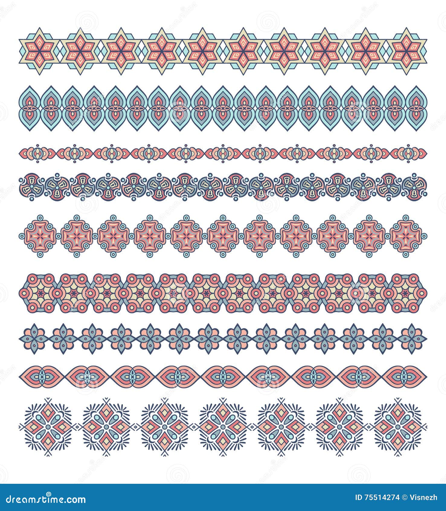 Mandala Seamless Pattern Borders,strips Background. Stock Vector ...