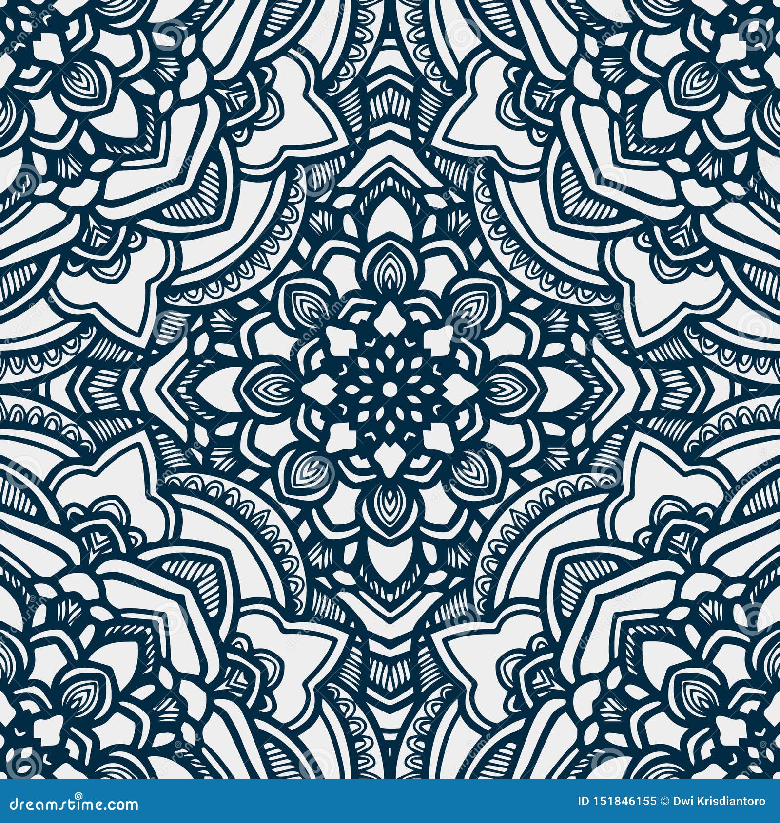 Mandala Seamless Pattern With Rounded Floral Ethnic Mandala Ornament