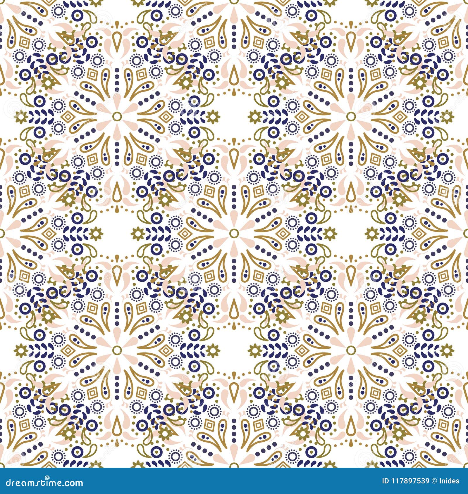 Mandala Seamless Vector Pattern. Stock Vector - Illustration of dense, ethnic: 117897539