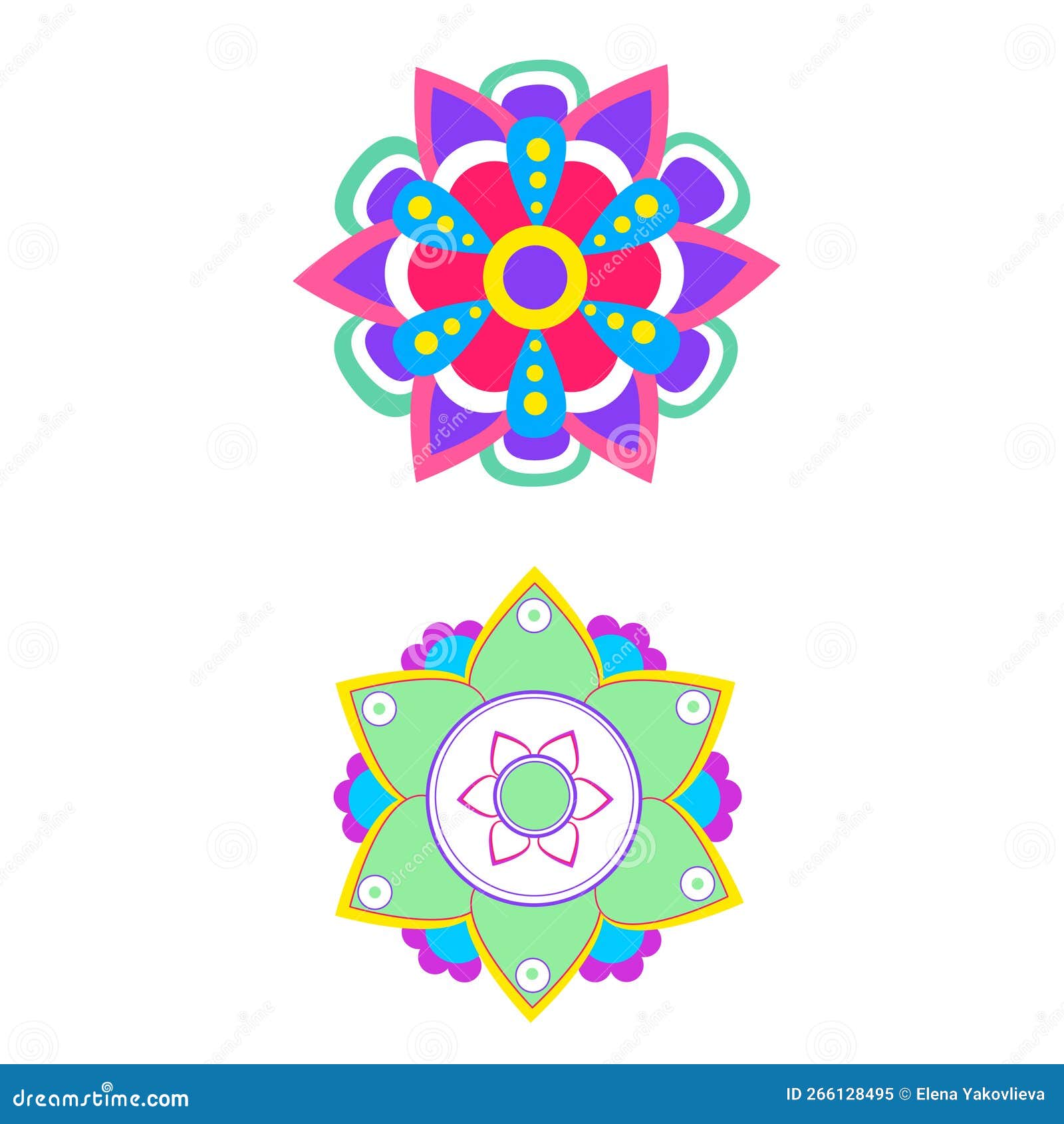 Mandala Set in Bright Color. Vector Stock Vector - Illustration of lace ...