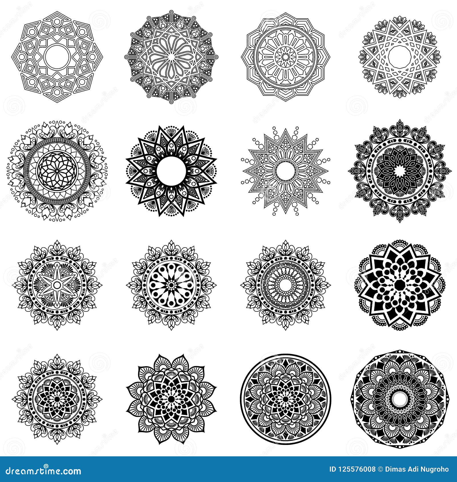 16 Mandala Set. Circular Pattern in Form of Mandala. Stock Vector ...