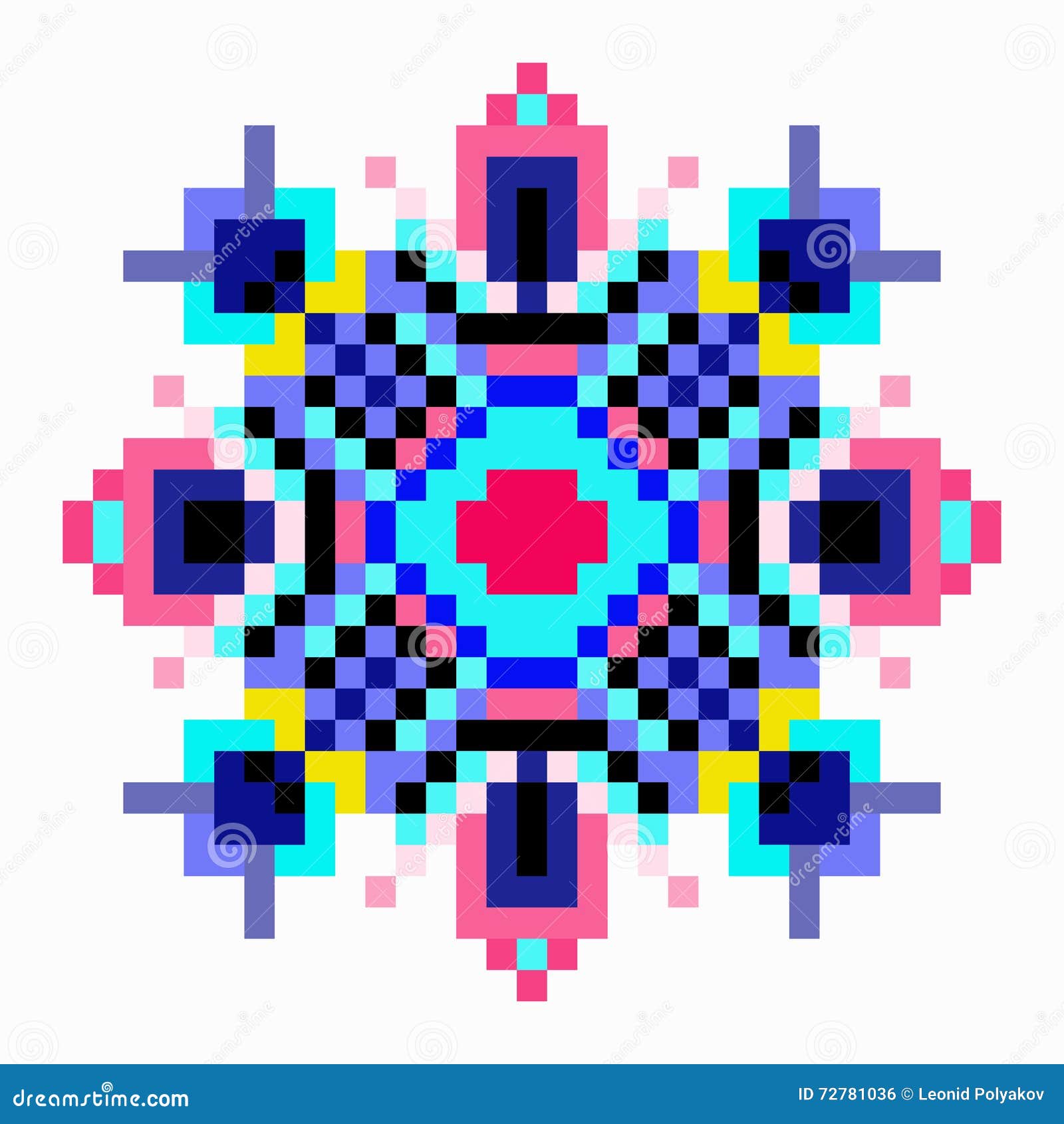 Mandala Of Pixels On A Black Background Symbols Collection Royalty-Free ...