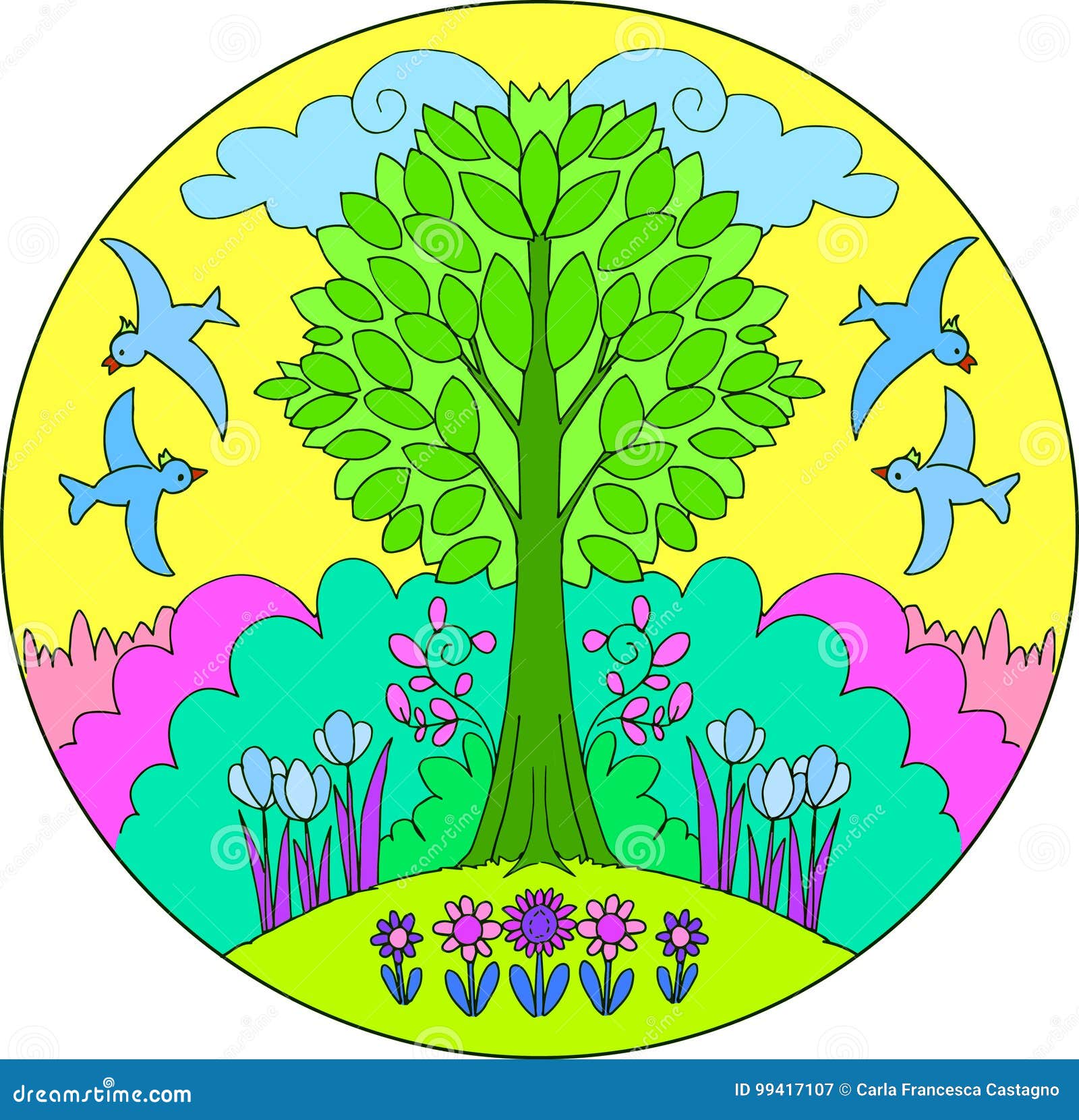 Mandala Spring-Baumillustration Stock Abbildung - Illustration von ...