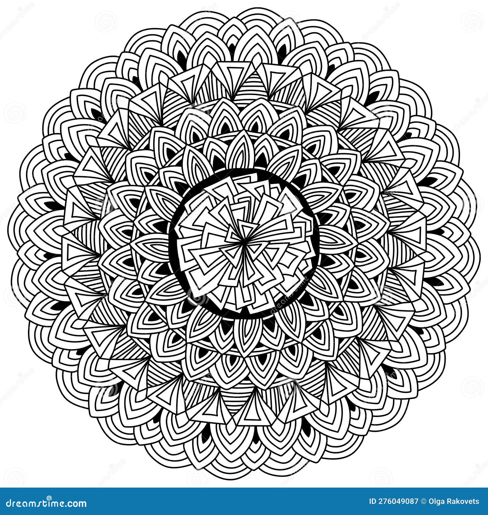 Mandala With Square And Triangular Motifs, Meditative Dood Coloring ...