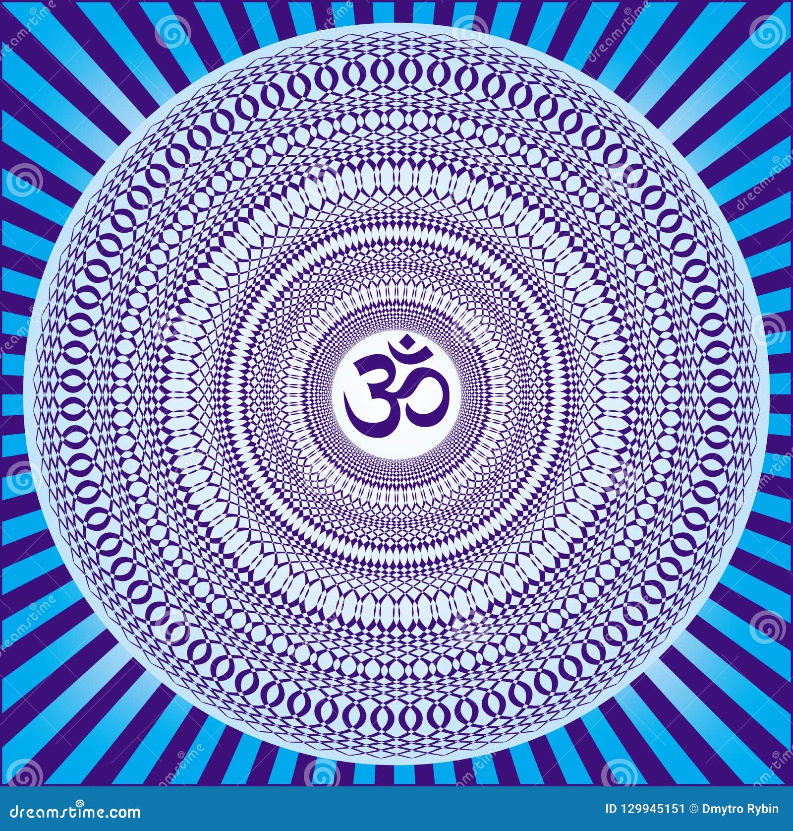 Mandala of Squares, Circles and Rays. Aum / Om / Ohm Sign in the Middle ...