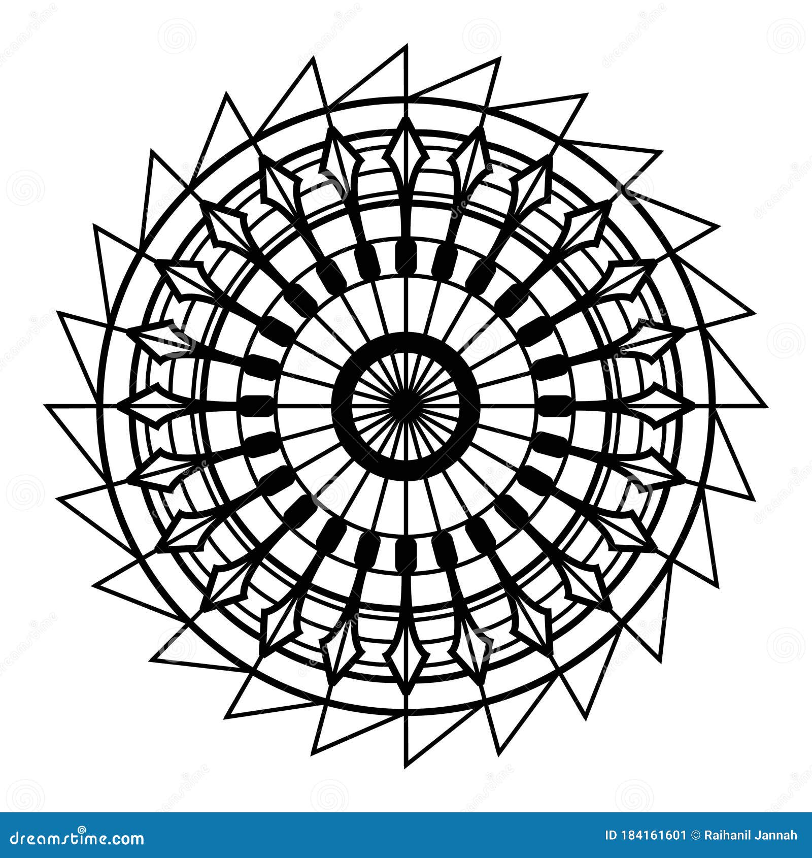 Mandala Design with Sharp Sword Ornaments. Stock Vector - Illustration ...