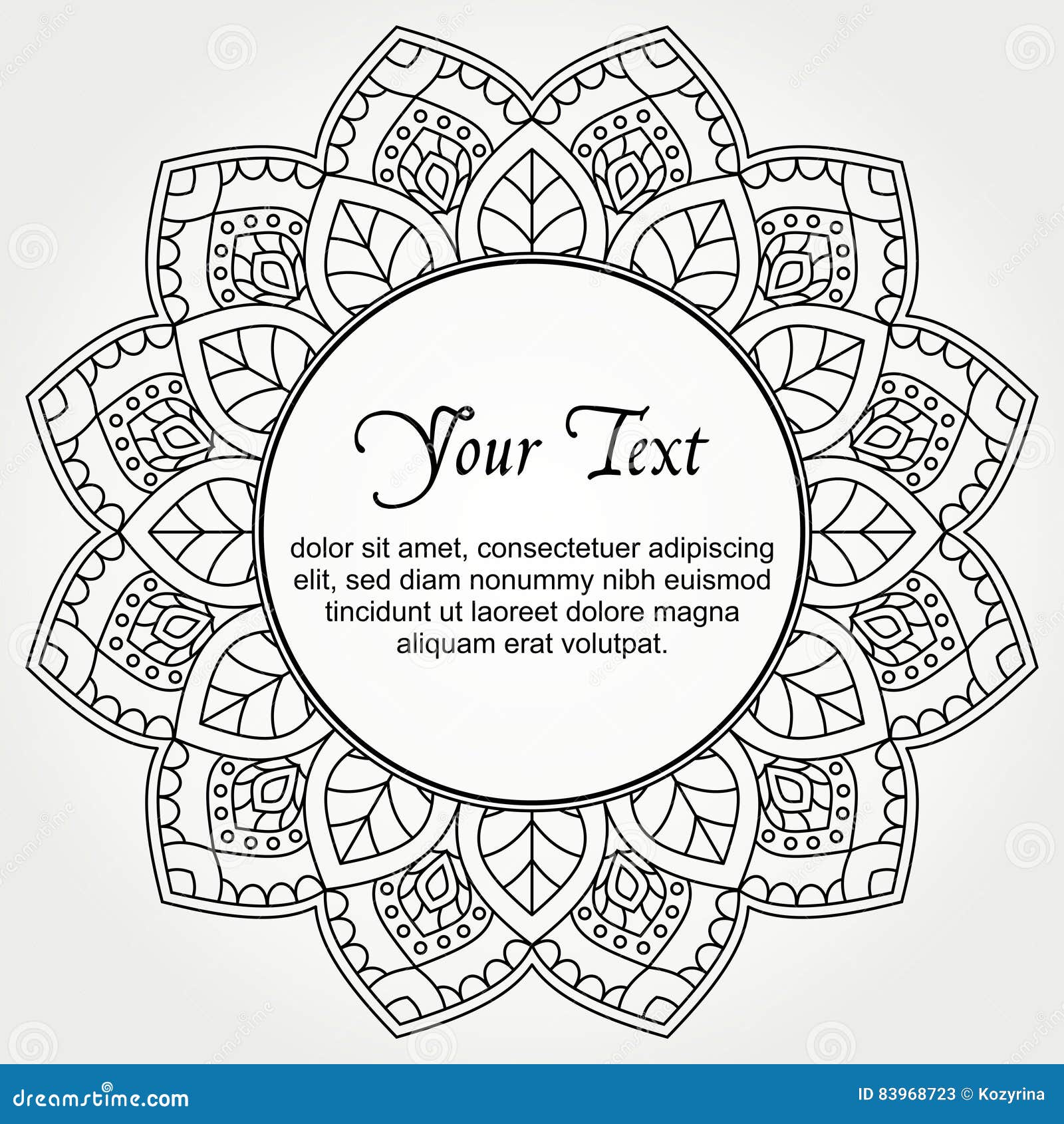 Mandala with text. stock vector. Illustration of elegant - 83968723