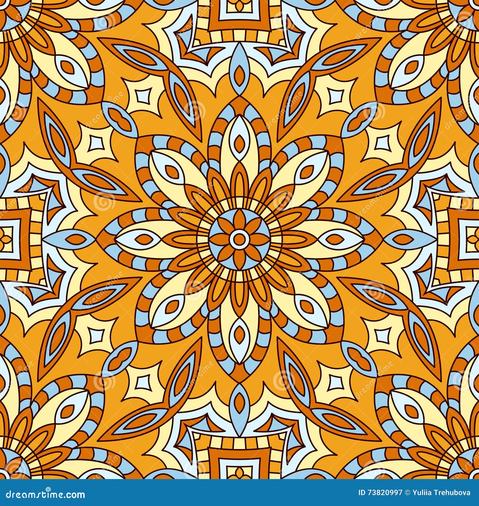 Mandala Texture in Bright Colors. Abstract Vector Background. Seamless ...