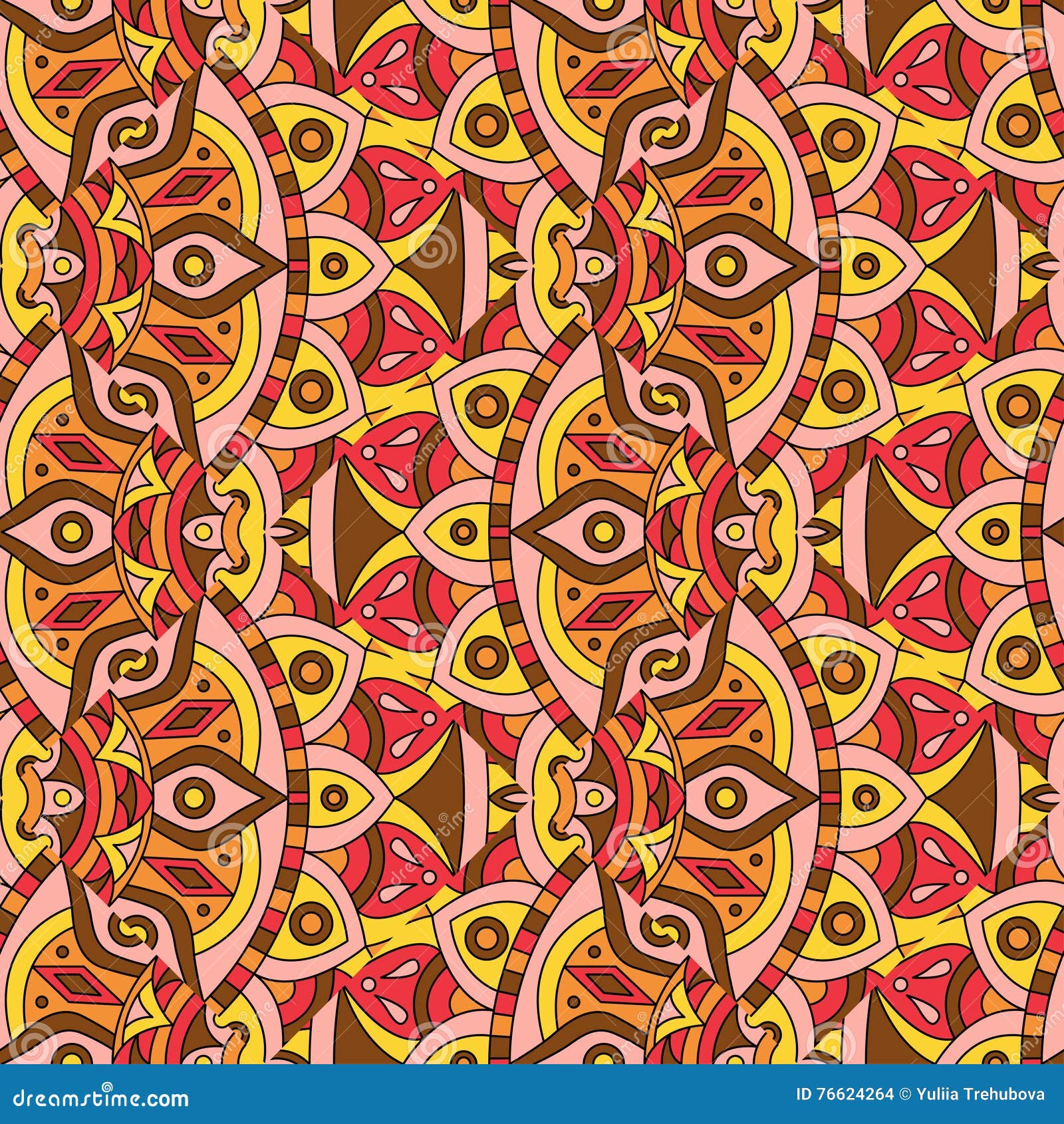 Mandala Texture in Bright Colors. Abstract Vector Background. Seamless ...