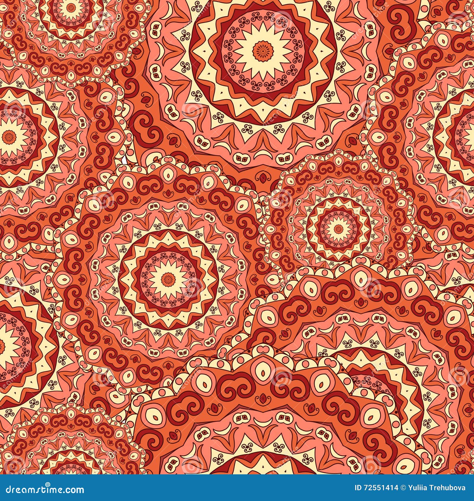 Mandala Texture in Bright Colors. Seamless Pattern on Indian Style ...