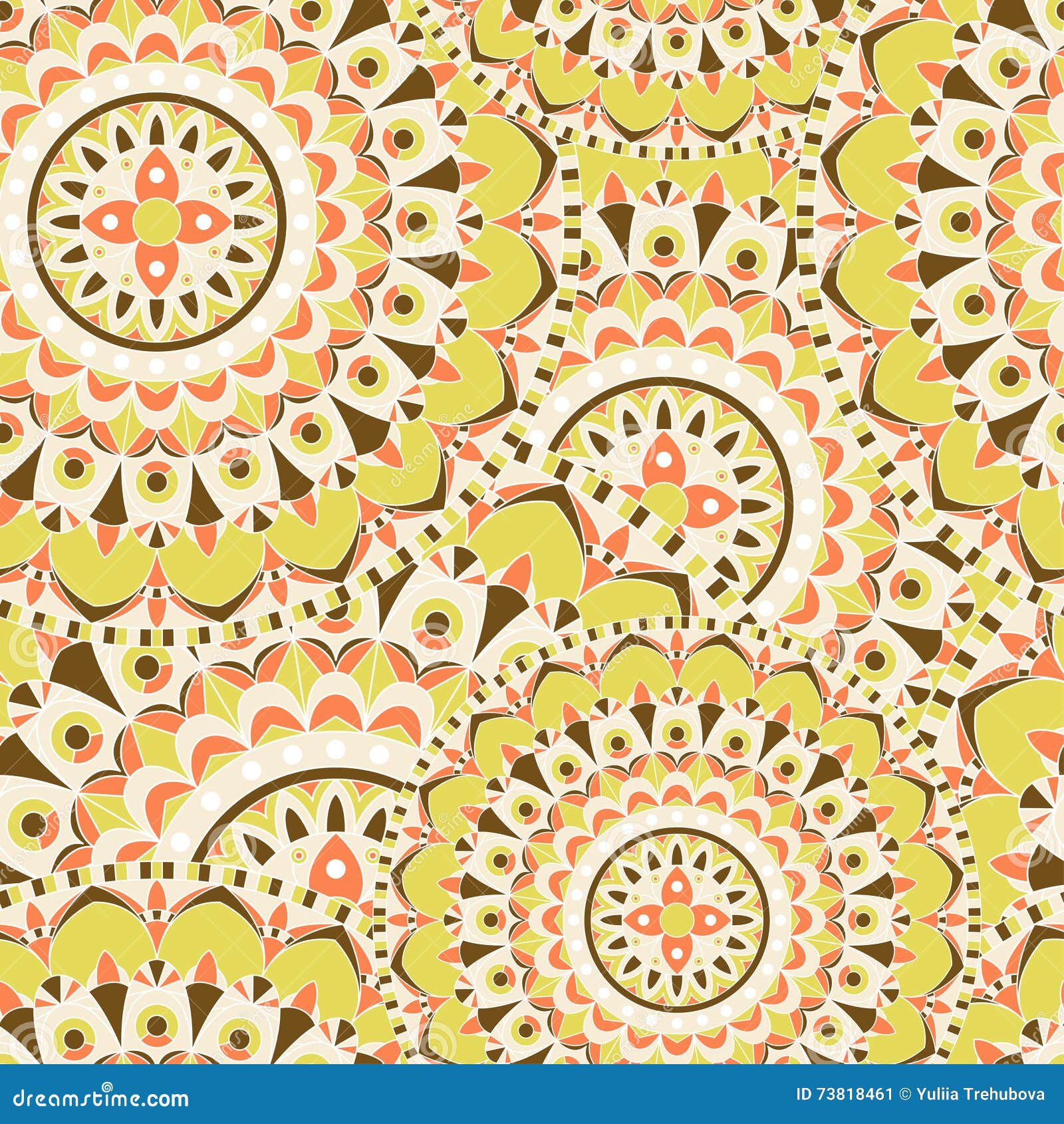 Mandala Texture in Bright Colors. Seamless Pattern on Indian Style ...