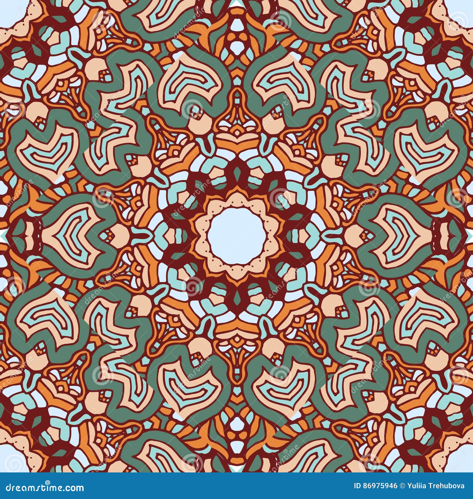 Mandala Texture in Bright Colors. Seamless Pattern on Indian Style ...