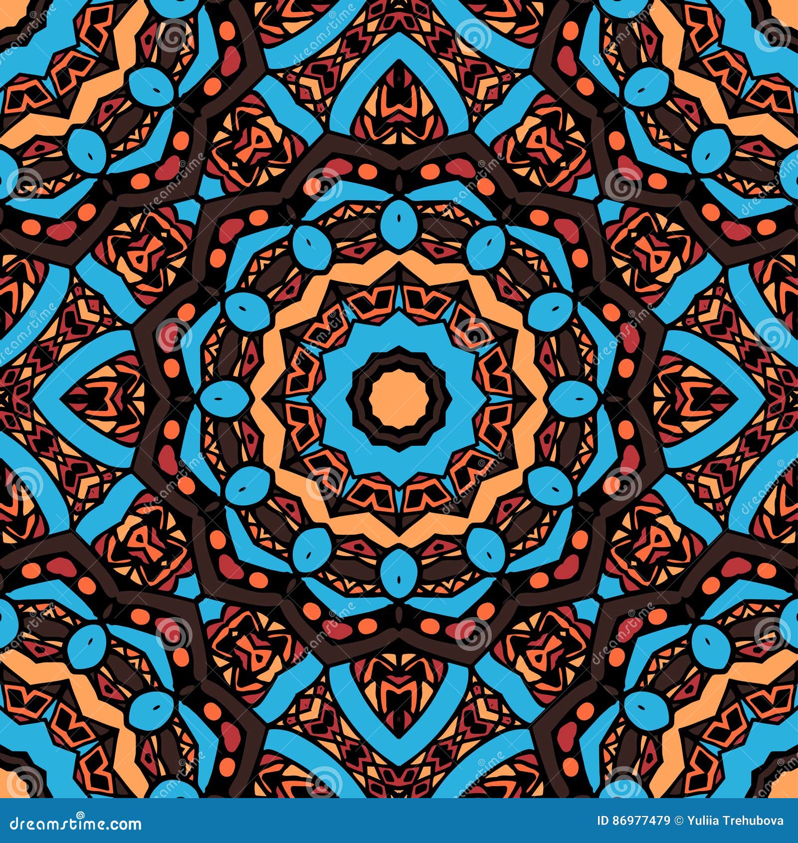 Mandala Texture in Bright Colors. Seamless Pattern on Indian Style ...