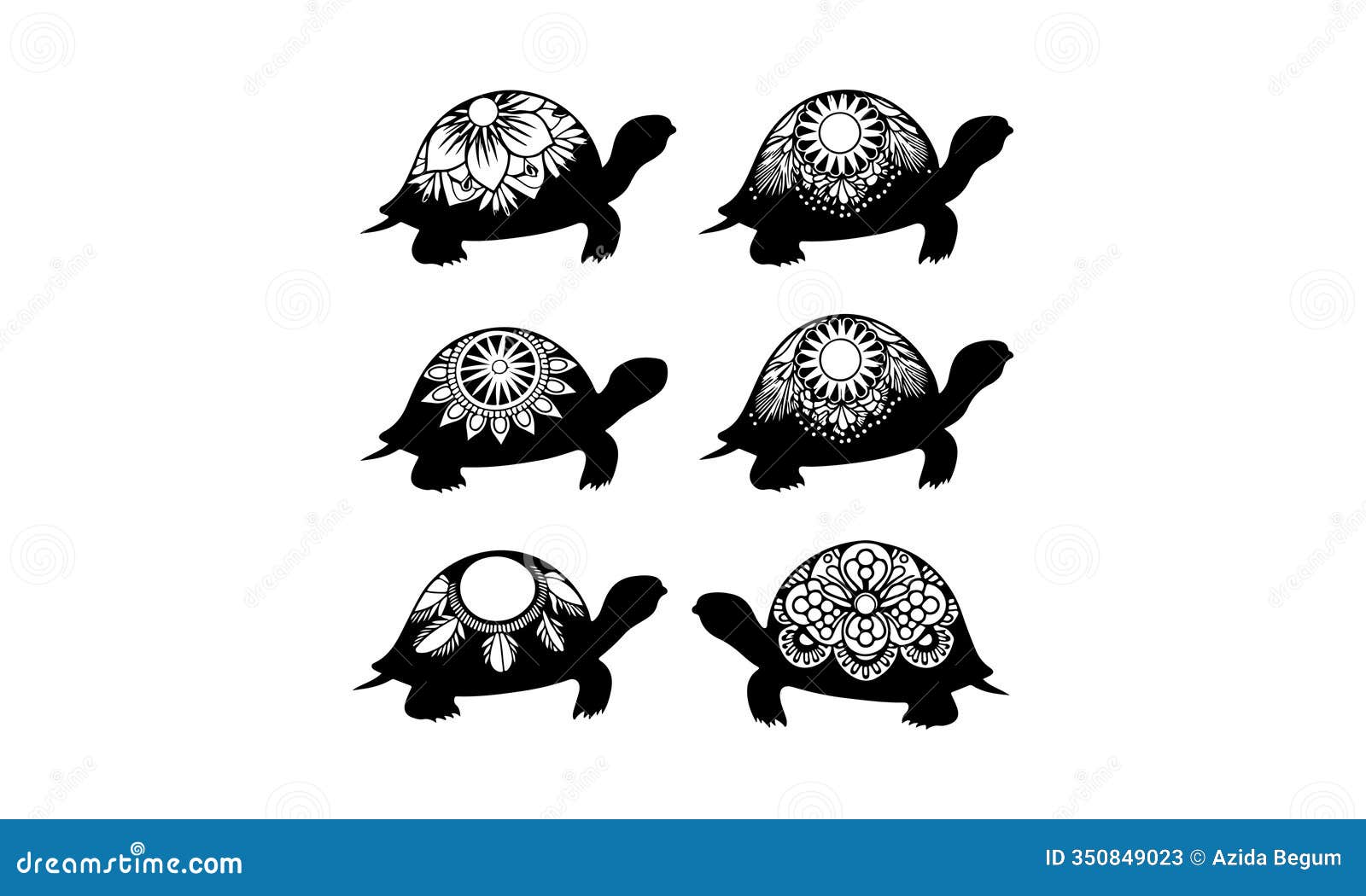 Mandala Tortoise Patterns - Intricate Black and White Shell Designs ...