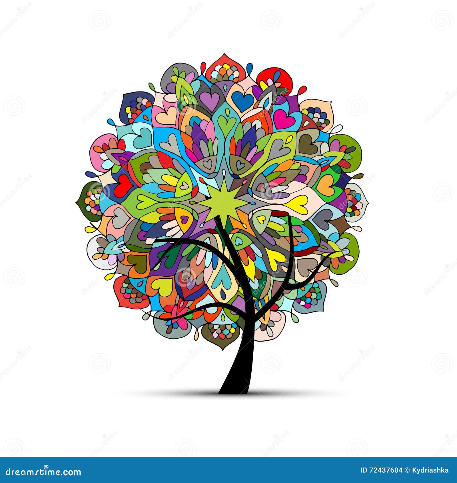Mandala Tree Of Life. Symbolic Tree On Blue Tracery Background. Vector ...